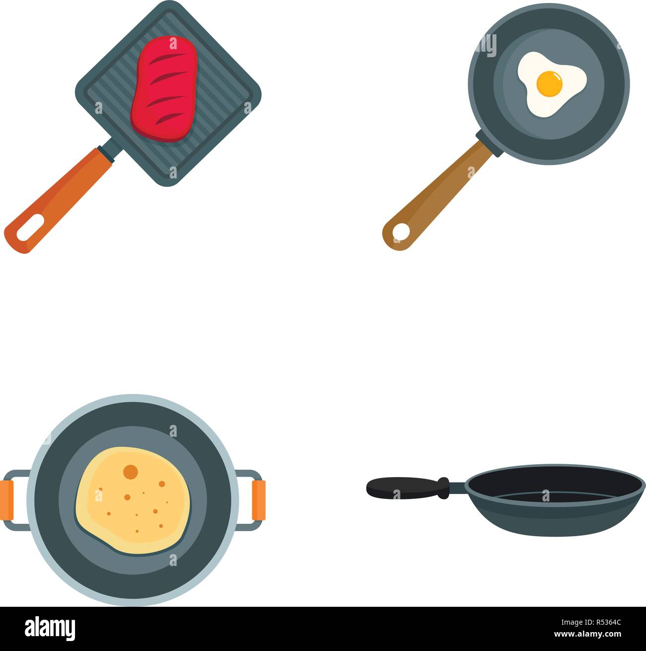 Hot griddle icon set. Flat set of hot griddle vector icons for web ...