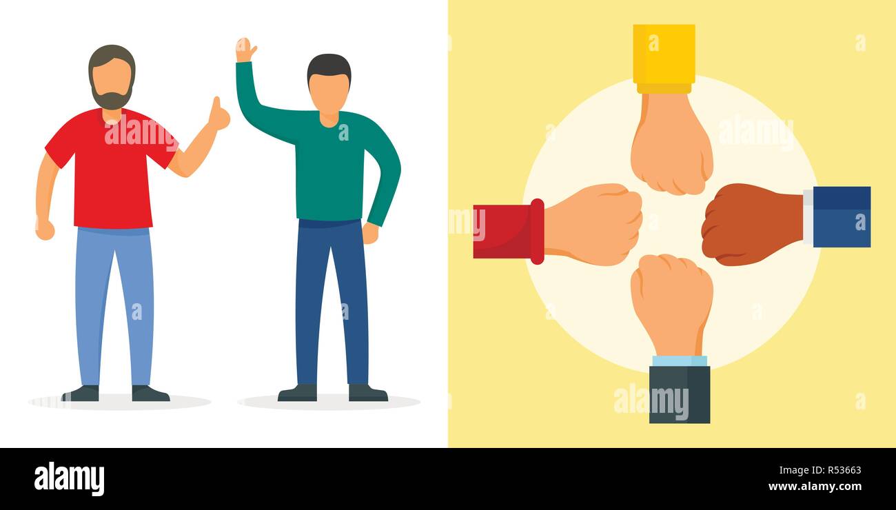 Cohesion banner set. Flat illustration of cohesion vector banner set ...