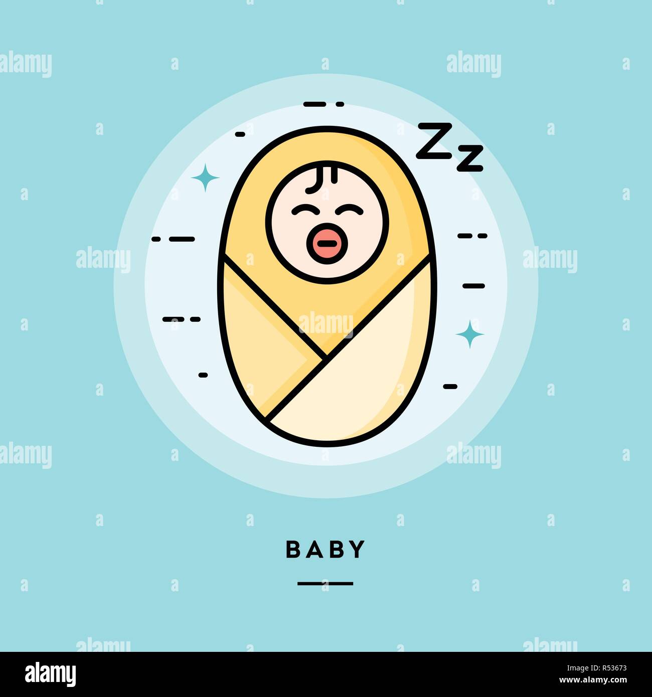 Baby, flat design thin line banner, vector illustration Stock Vector ...