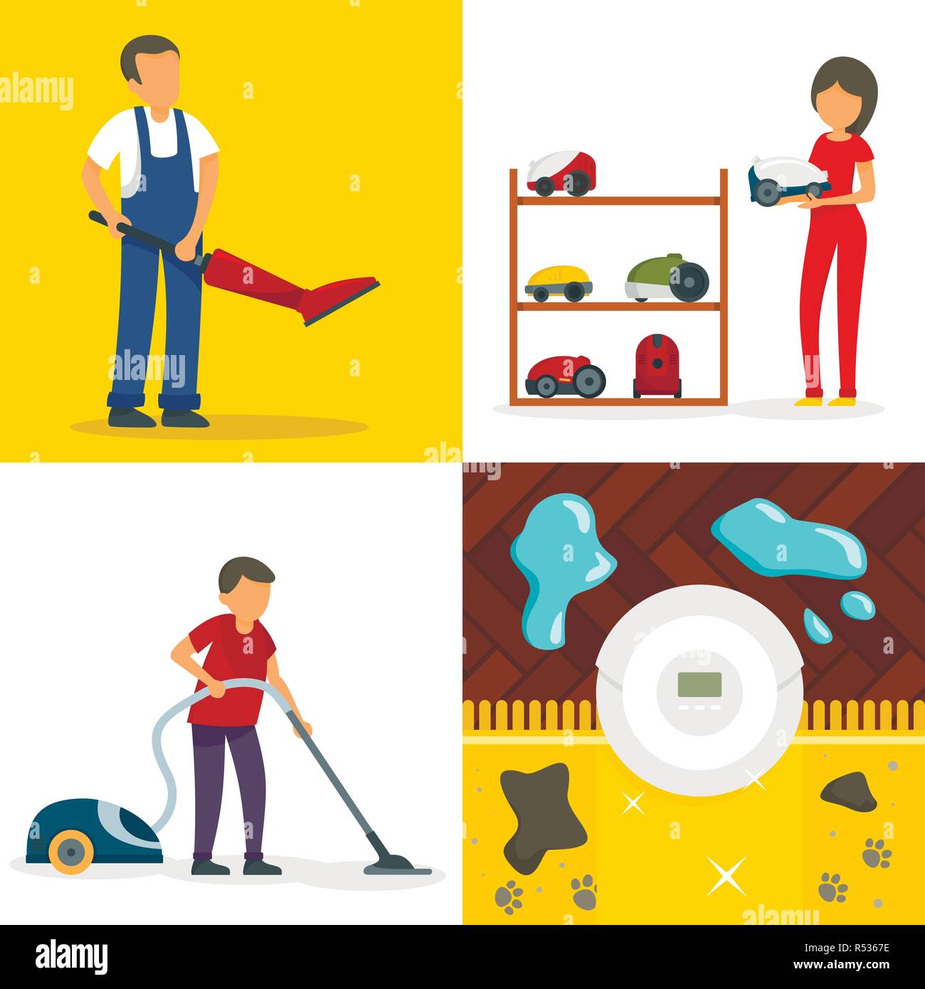 Vacuum cleaner banner set. Flat illustration of vacuum cleaner vector ...