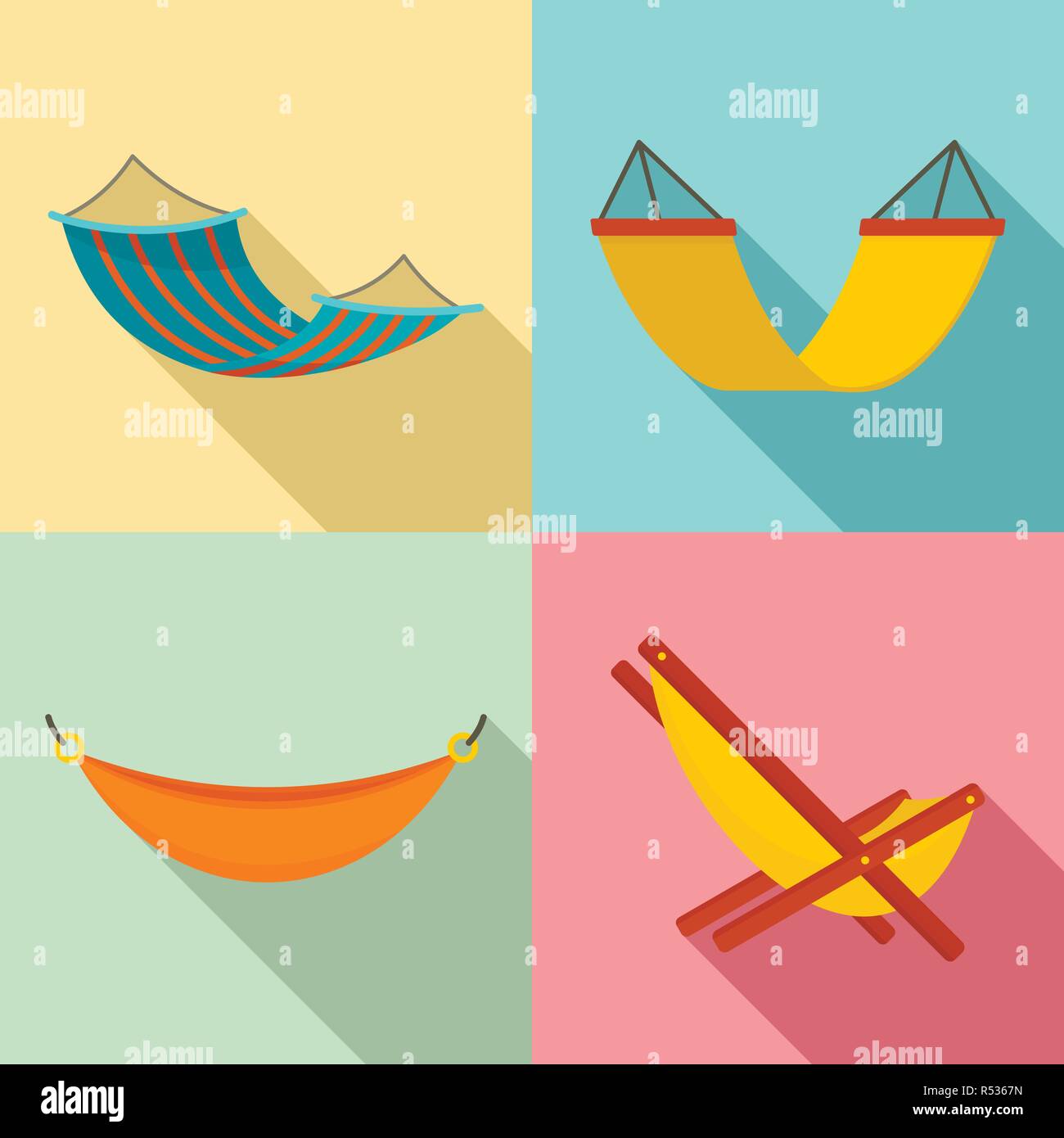 Hammock icon set. Flat set of hammock vector icons for web design Stock ...