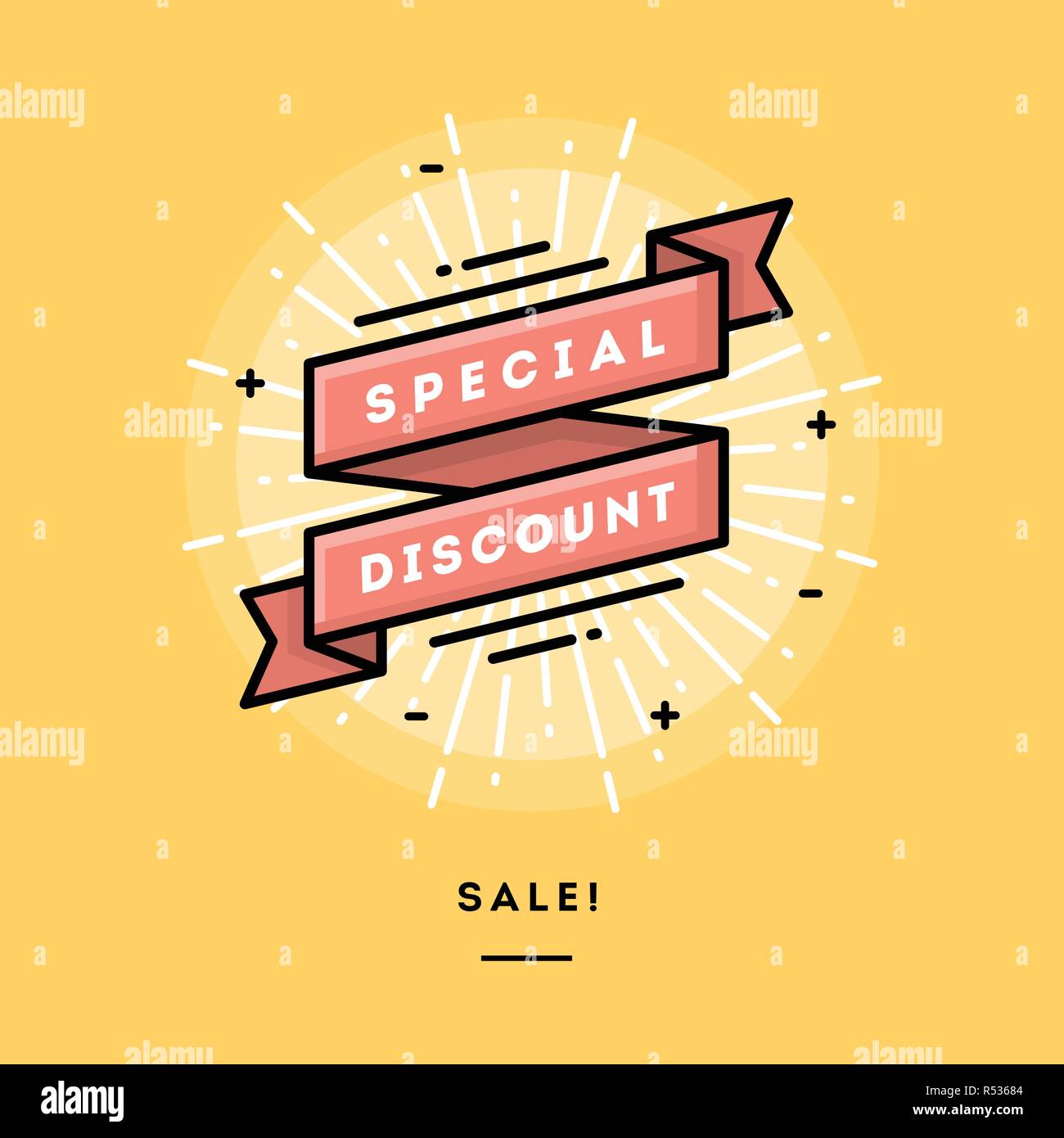 Sale, flat design thin line banner, vector illustration Stock Vector ...