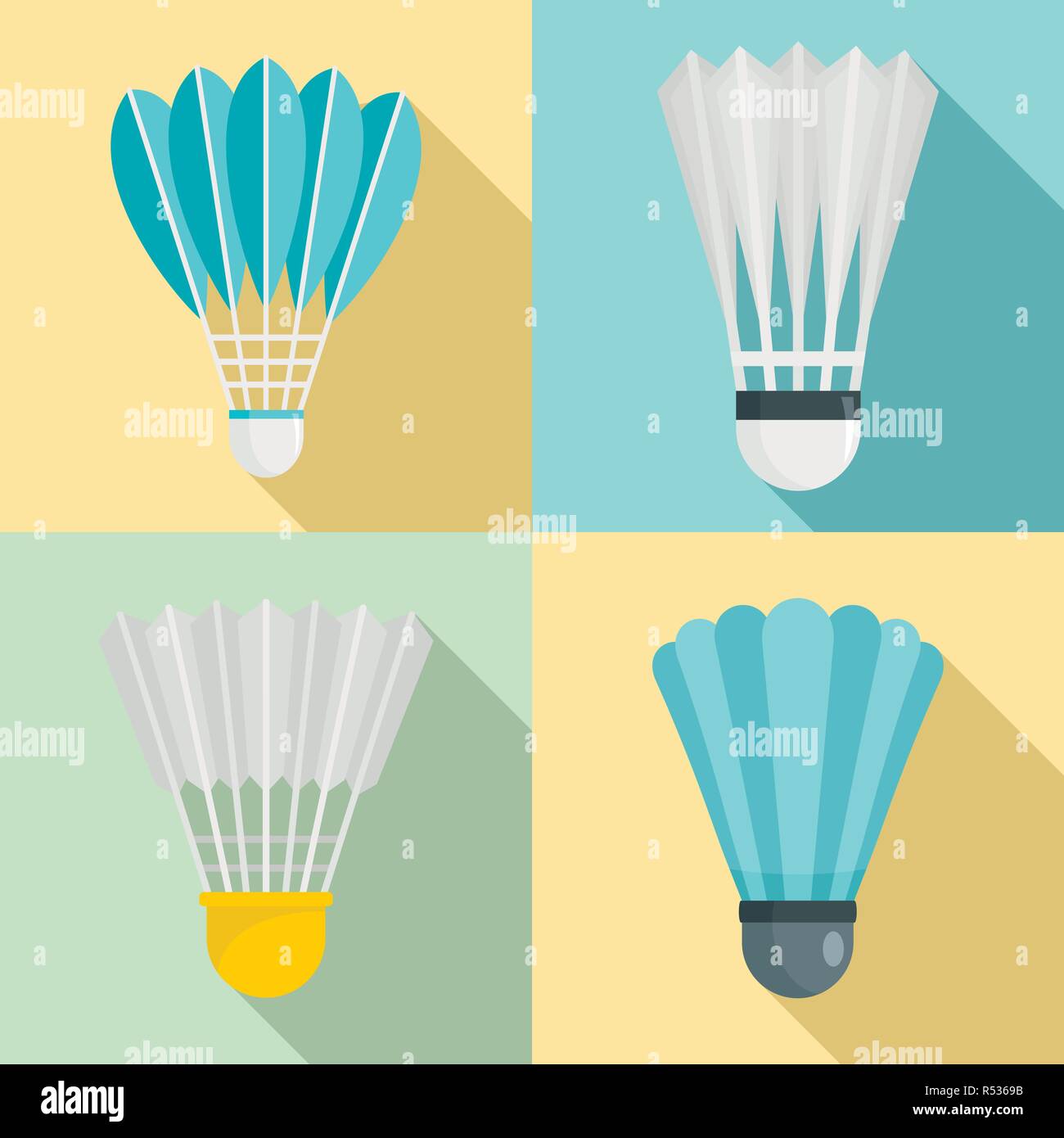 Shuttlecock icon set. Flat set of shuttlecock vector icons for web ...