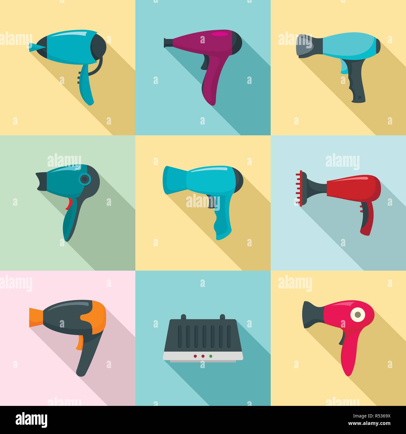 Dryer icon set. Flat set of dryer vector icons for web design Stock ...