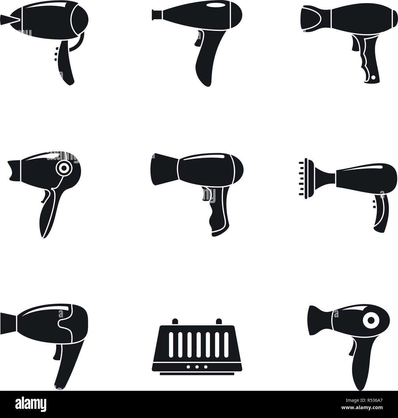Dryer machine icon set. Simple set of dryer machine vector icons for ...