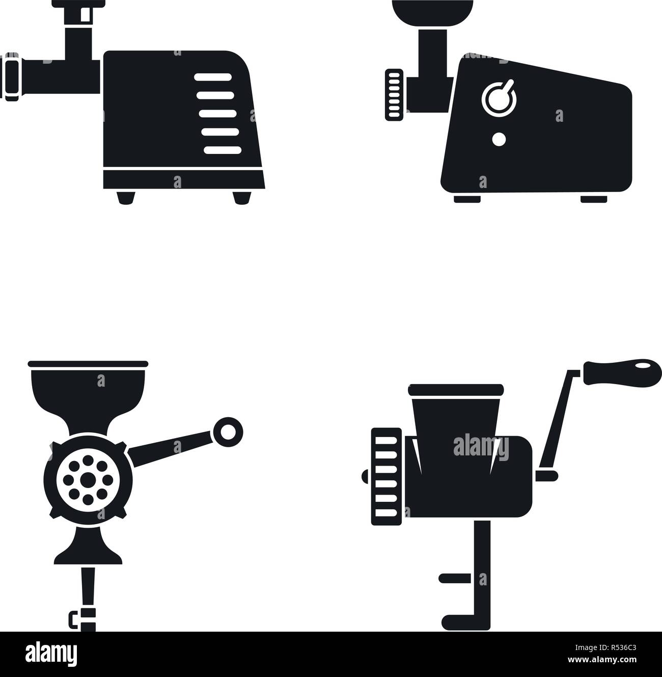 Meat grinder machine icon set. Simple set of meat grinder machine ...