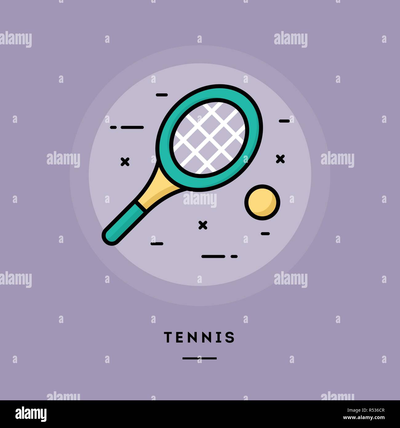 Tennis, flat design thin line banner, vector illustration Stock Vector ...