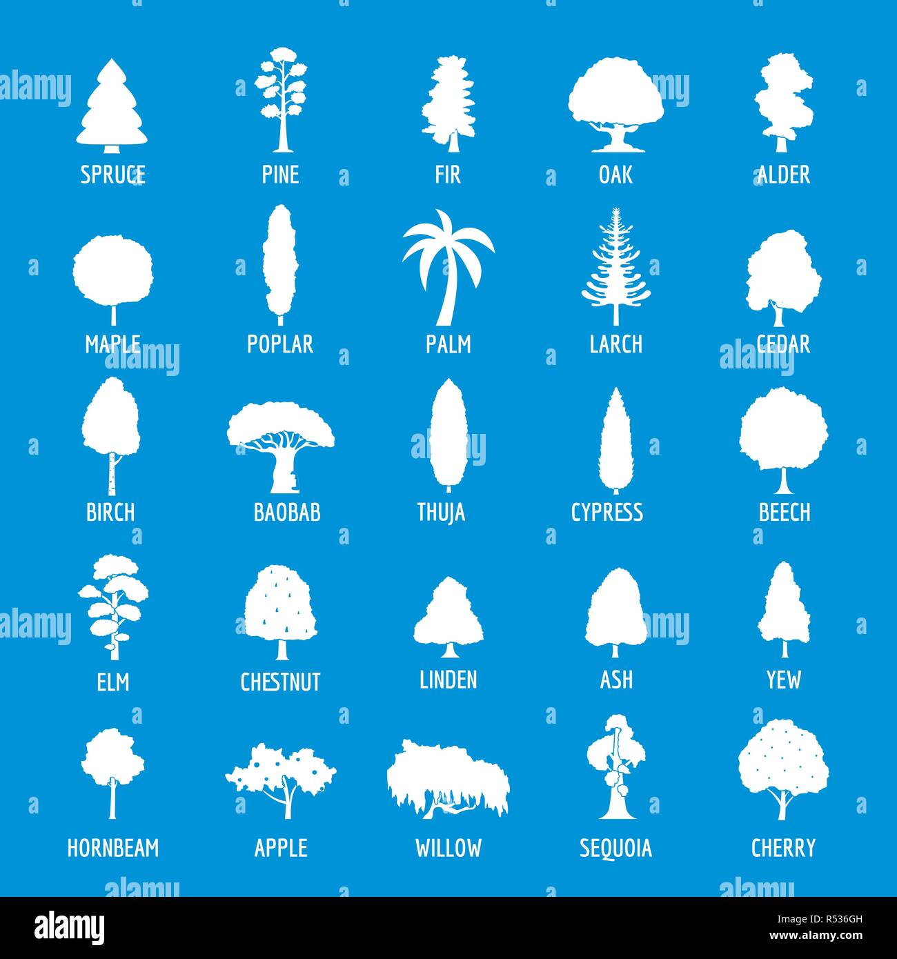 Tree icons set. Simple illustration of 25 tree vector icons for web ...
