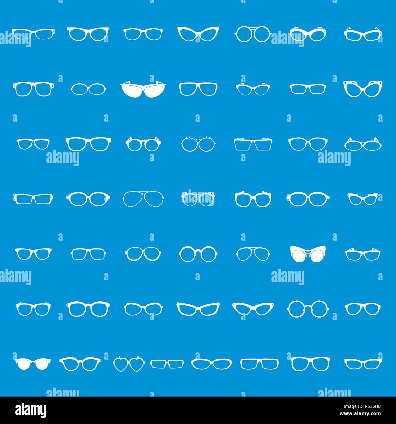 Glasses icons set. Simple illustration of 50 glasses forms vector icons ...