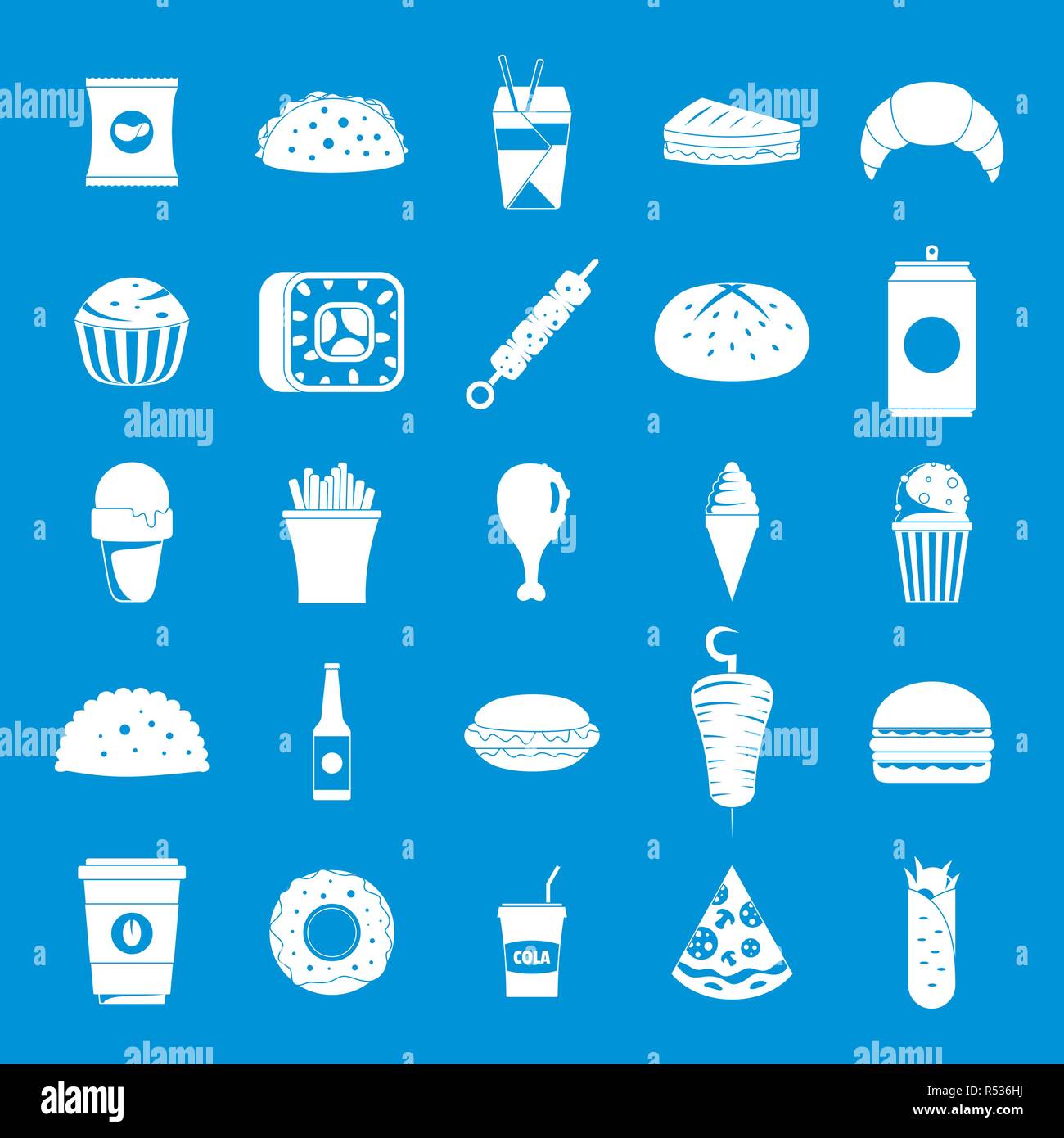 Fast food icons set. Simple illustration of 25 fast food vector icons ...