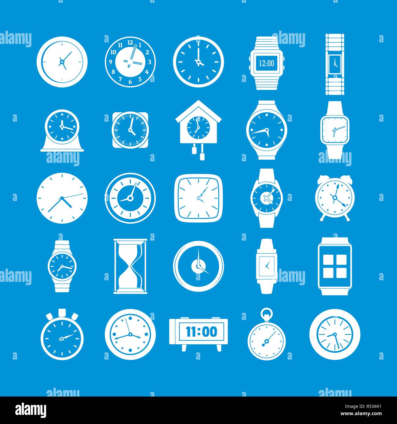 Time and clock icons set. Simple illustration of 25 time clock vector ...