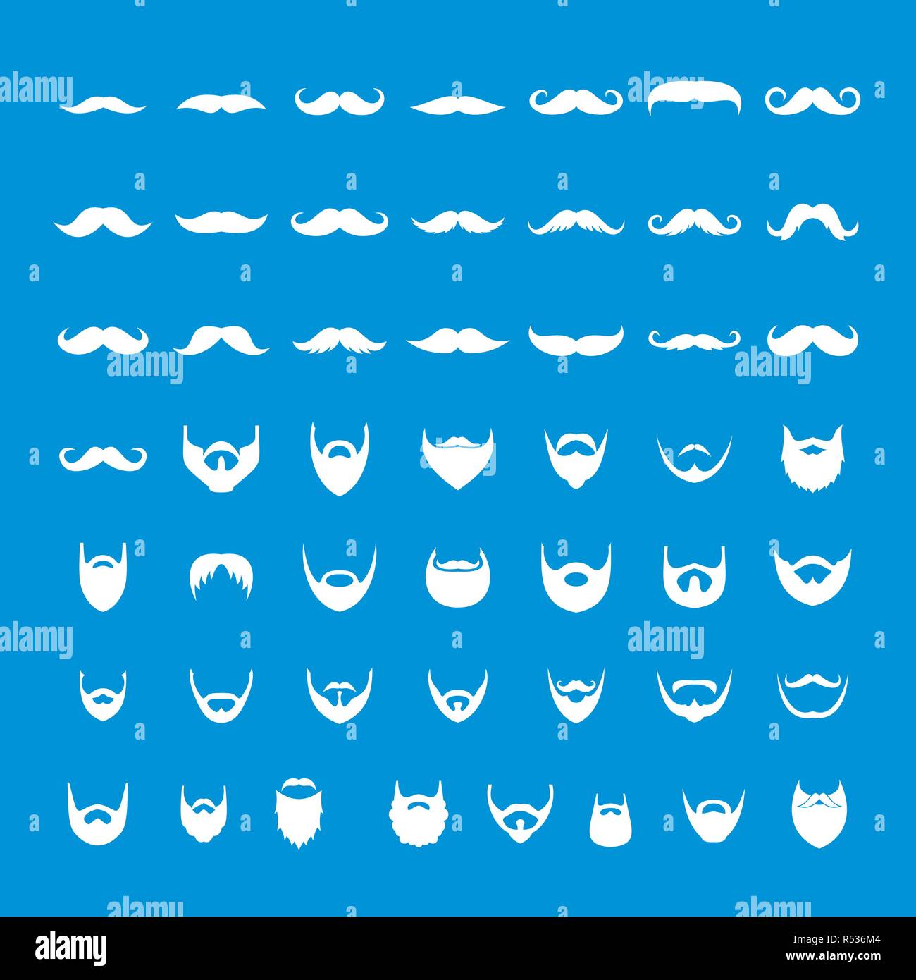 Mustache and beard icons set. Simple illustration of 50 mustache and ...