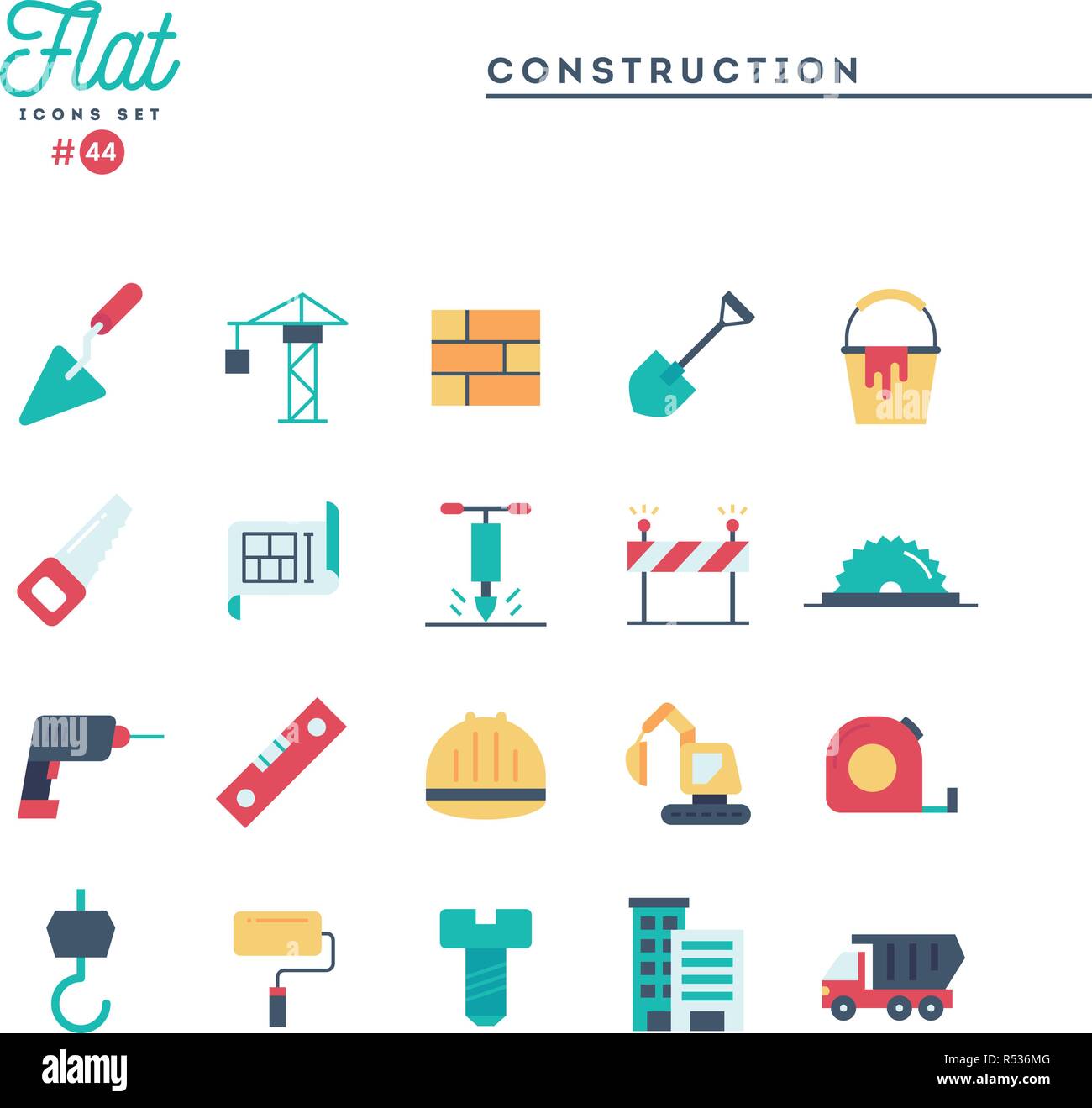 Construction, building, project, tools and more, flat icons set Stock ...