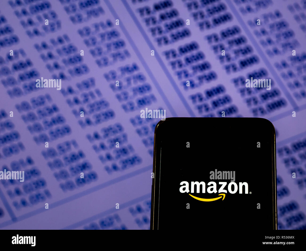 Amazon logo seen displayed on smart phone Stock Photo - Alamy