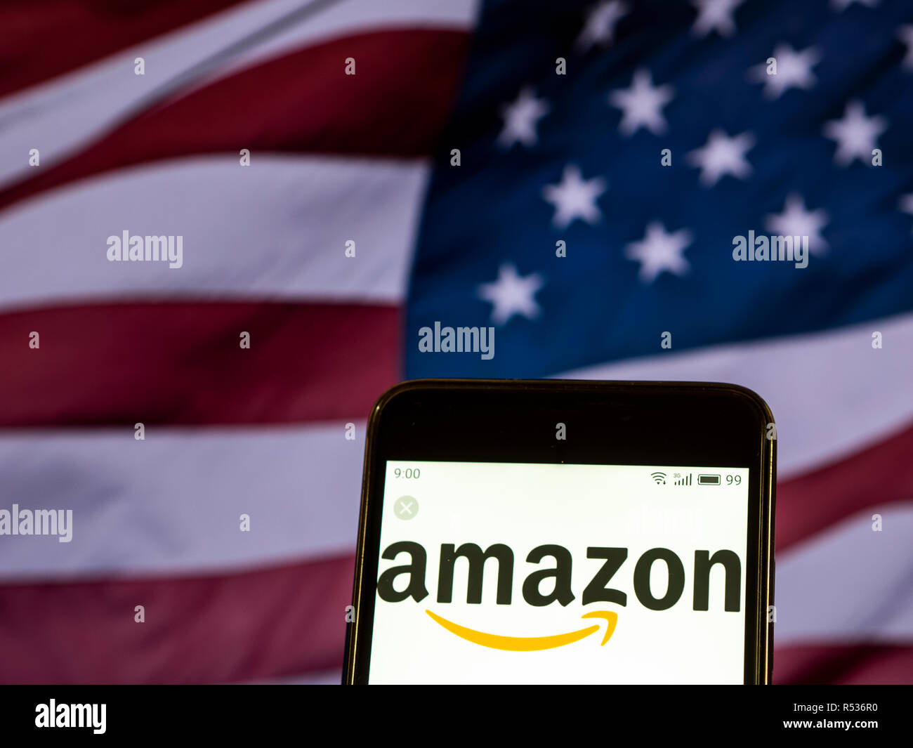 Amazon logo seen displayed on smart phone Stock Photo - Alamy