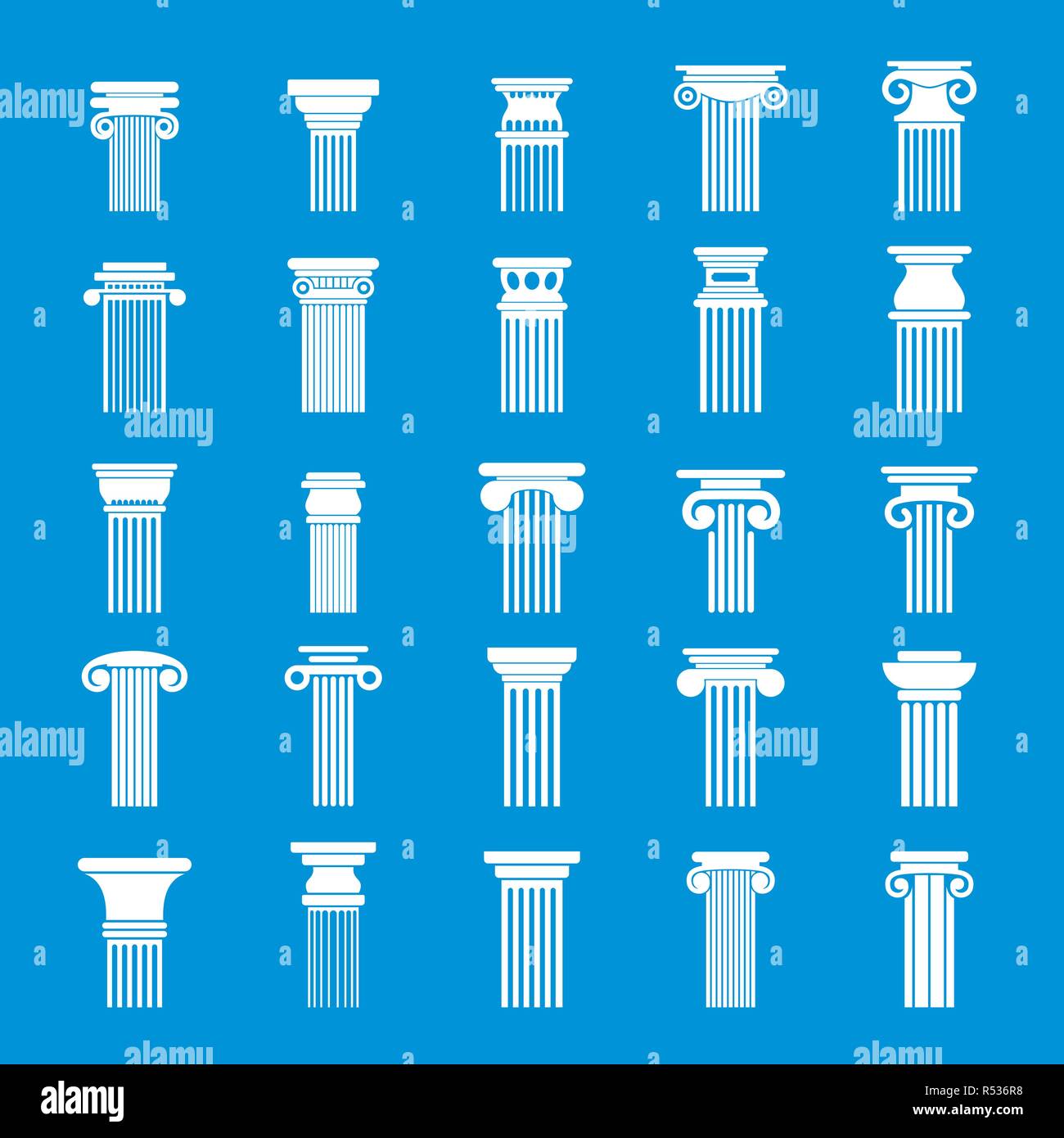 Ancient columns icons set. Simple illustration of 25 ancient columns ...