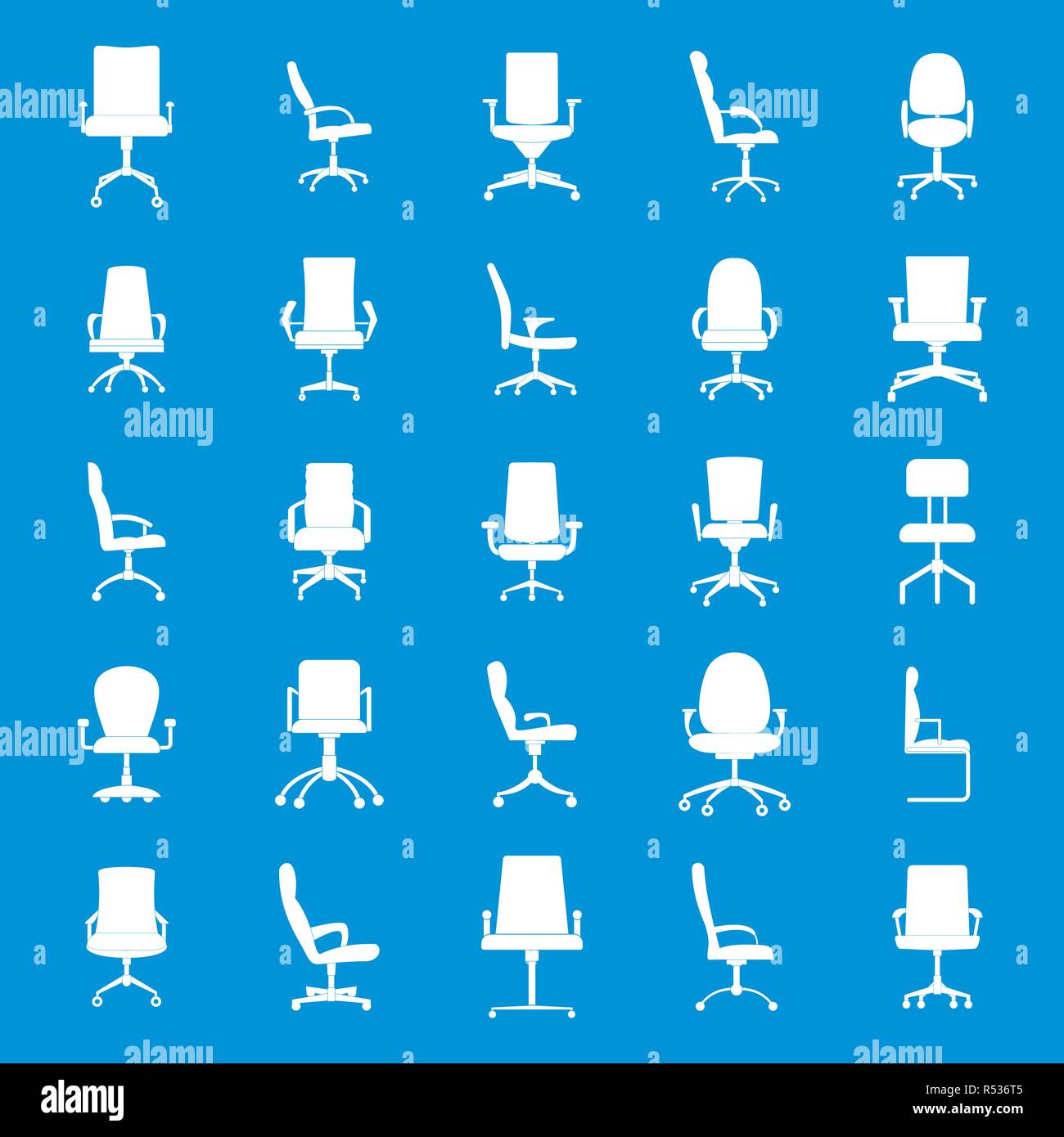 Office chair icons set. Simple illustration of 25 office chair vector ...
