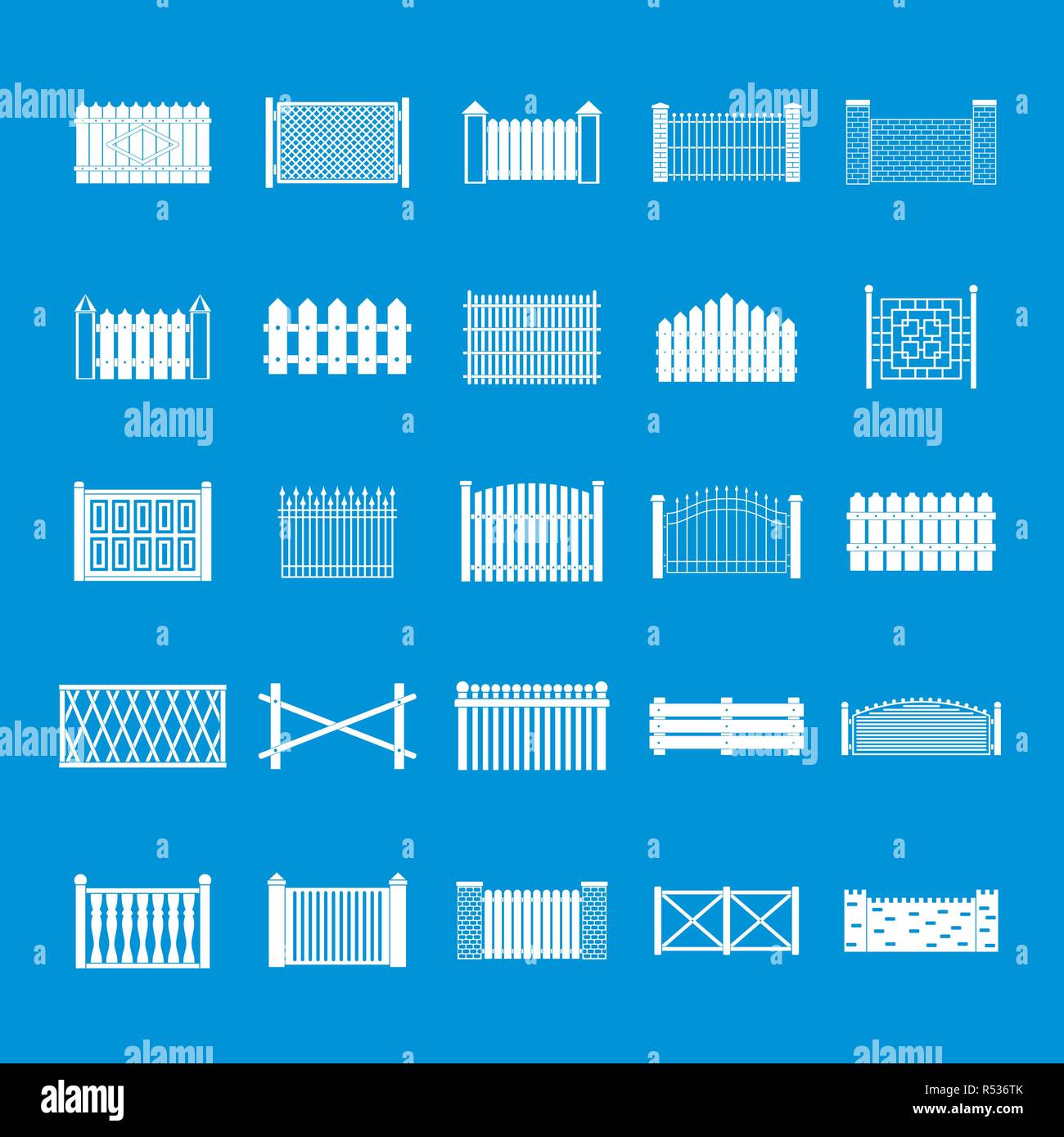 Fence icons set. Simple illustration of 25 fence vector icons for web ...