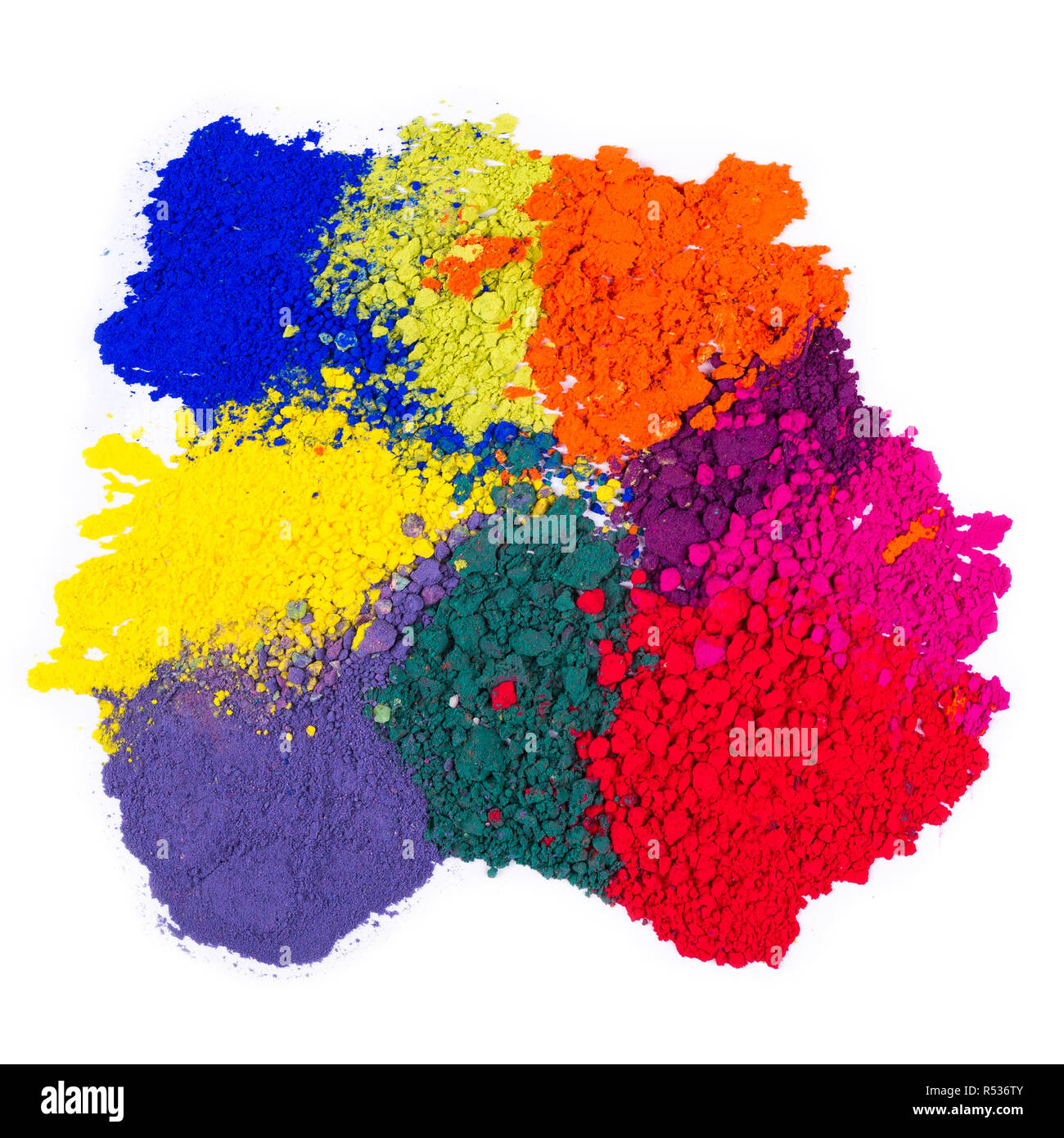 Colorful crushed make-up eyeshadow powder isolated on white background ...