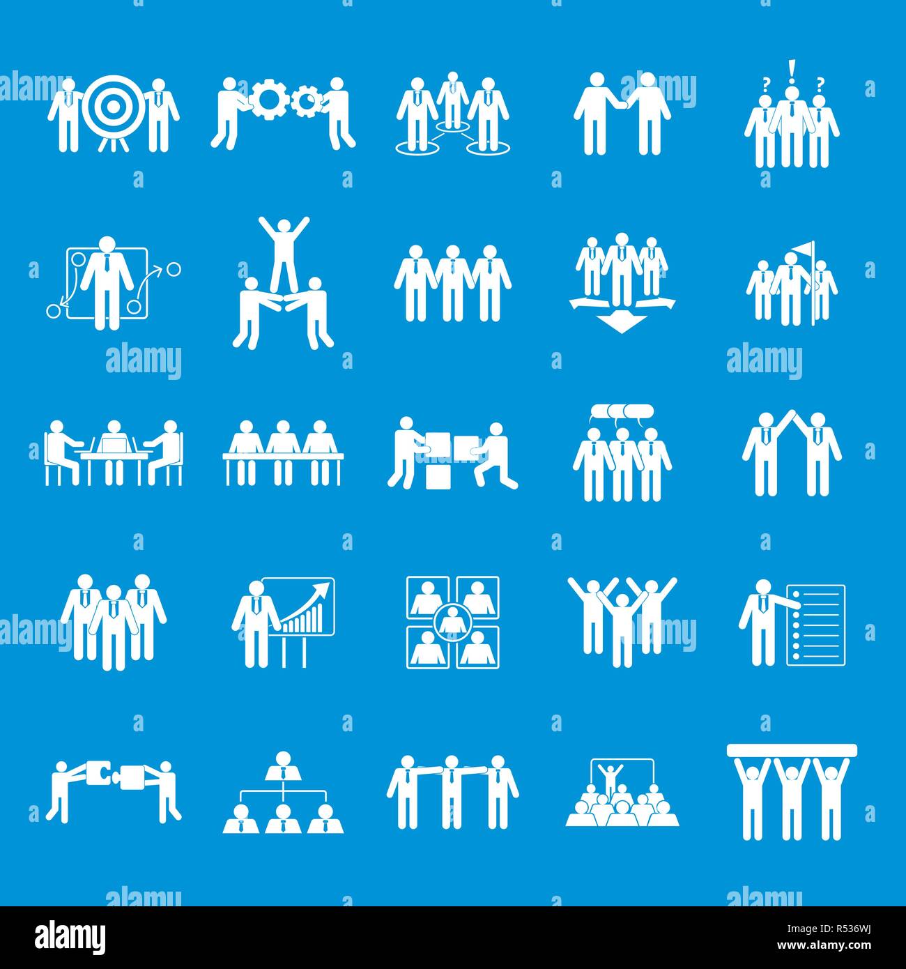 Team building work training icons set. Simple illustration of 25 team ...