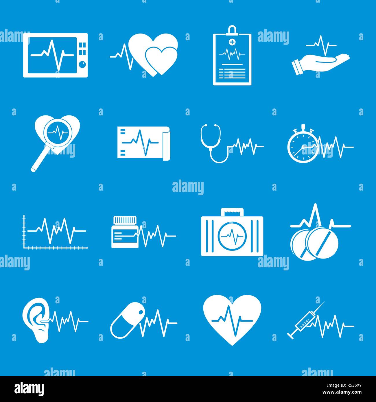 Heart pulse beat icons set. Simple illustration of 25 heart pulse beat ...