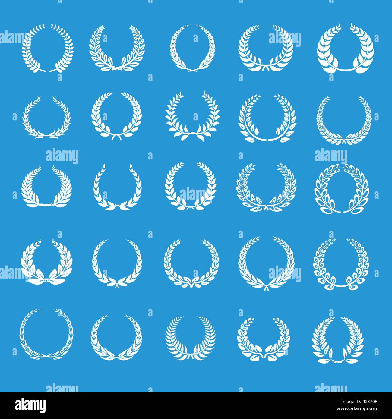 Laurel wreath icons set. Simple illustration of 25 laurel wreath vector ...