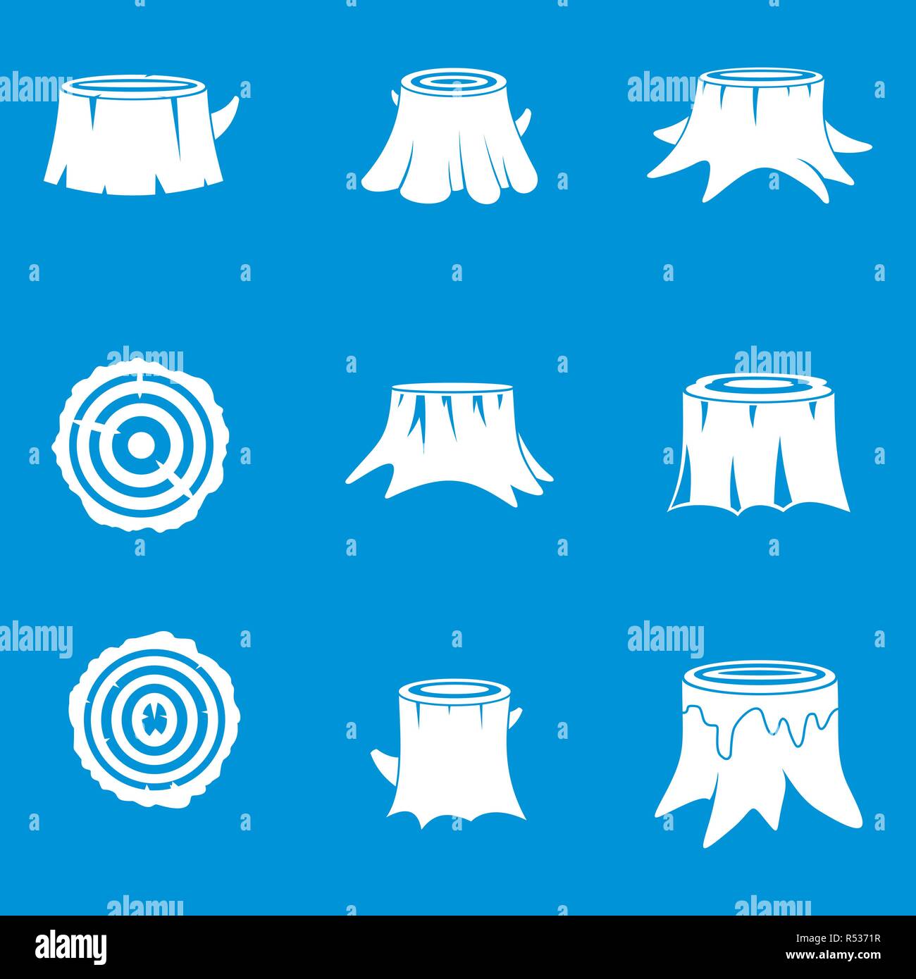 Stumps tree log wood icons set. Simple illustration of 16 stumps tree ...