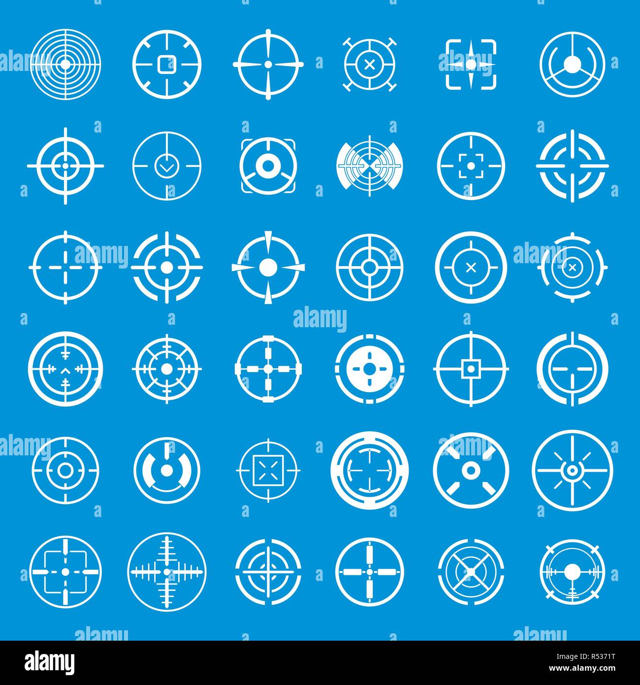Crosshair target scope sight icons set. Simple illustration of 36 ...