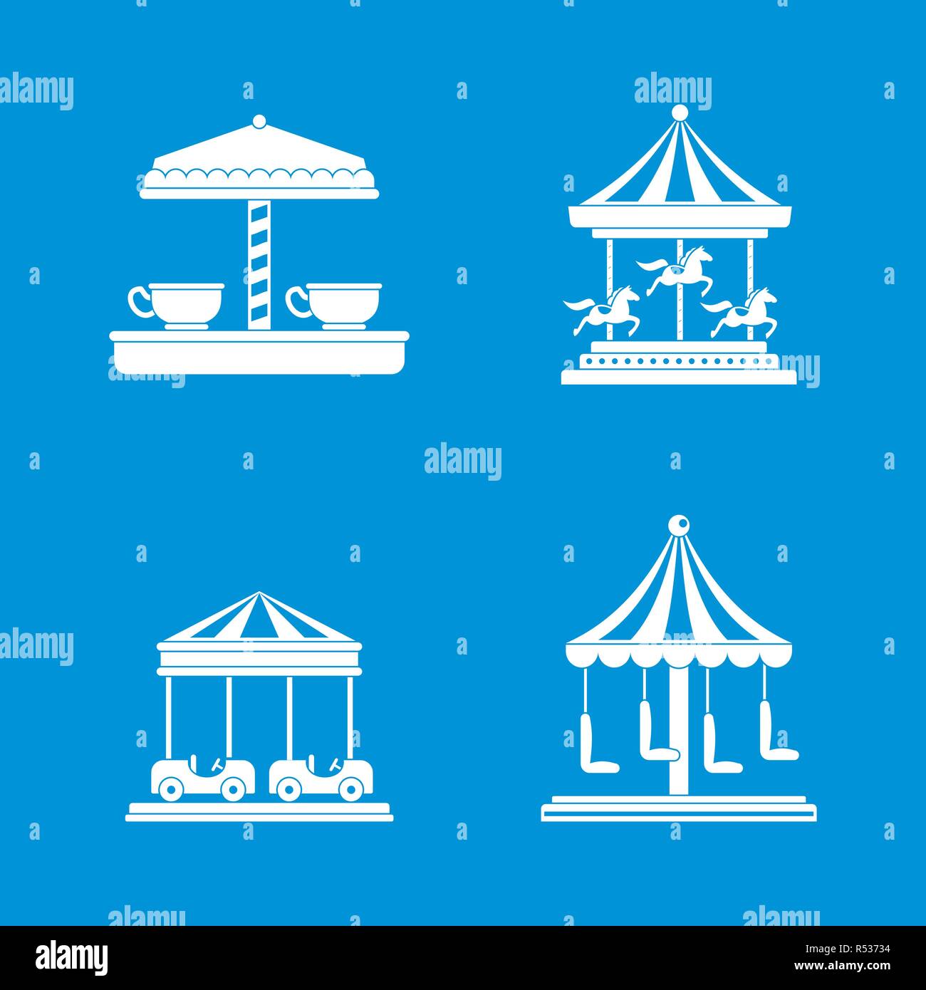 Carousel carnival horse icons set. Simple illustration of 4 carousel ...
