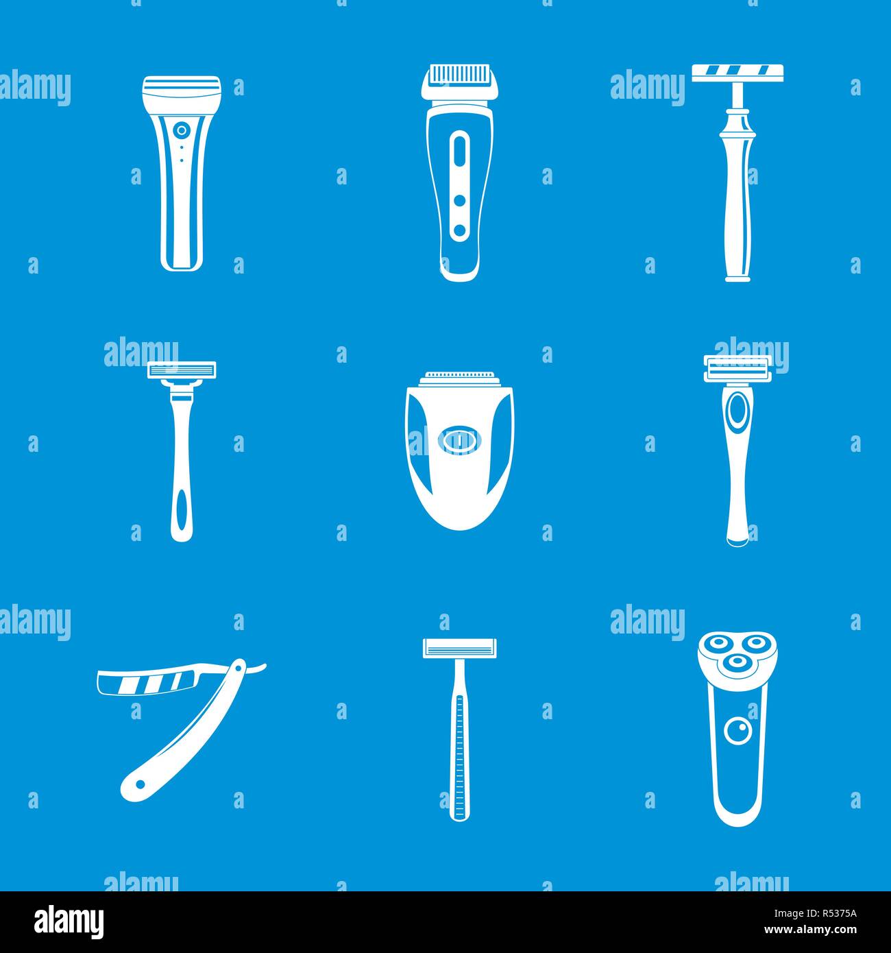 Shaver blade razor personal icons set. Simple illustration of 9 shaver ...