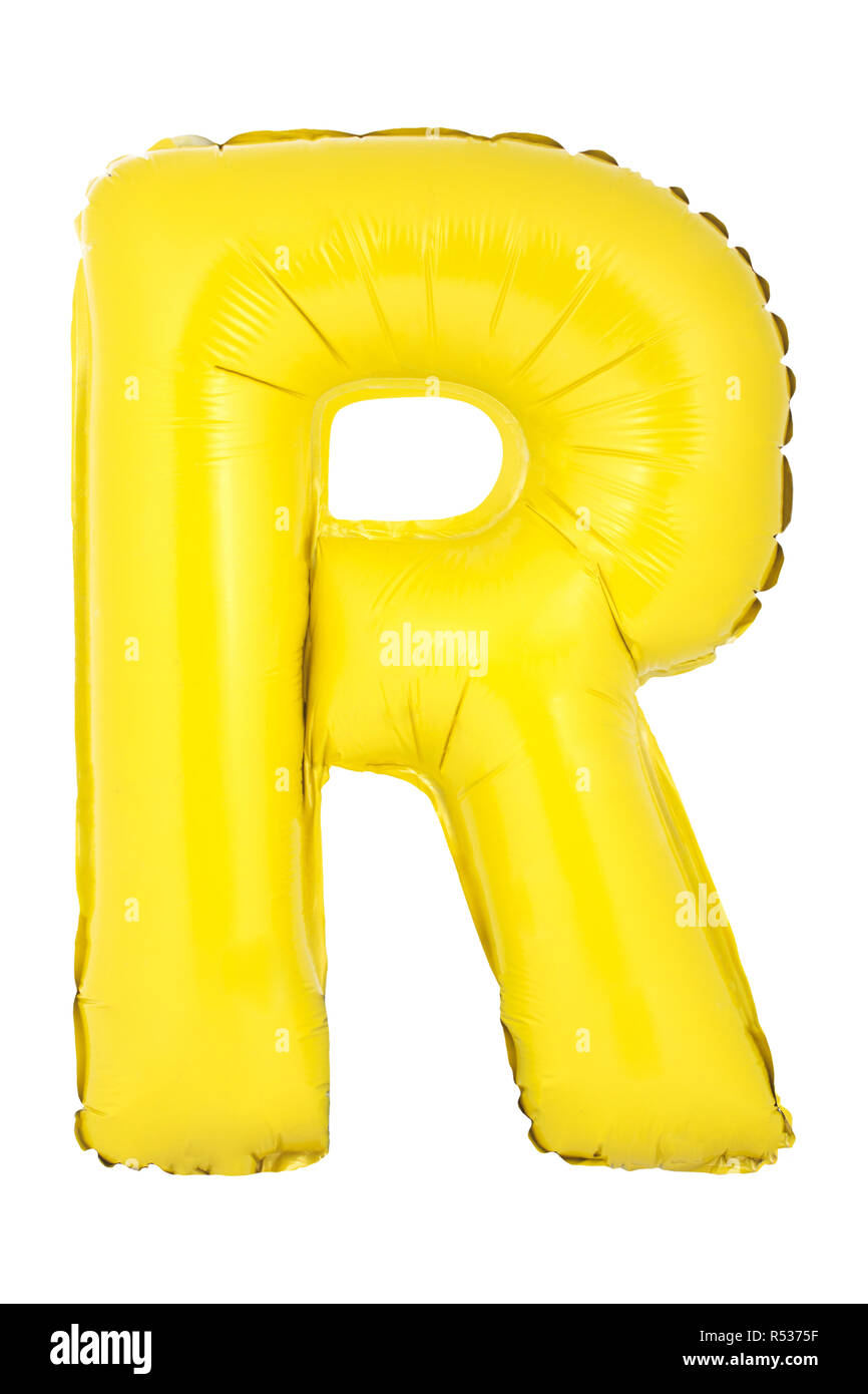 Letter R made of inflatable balloon isolated on white background Stock ...