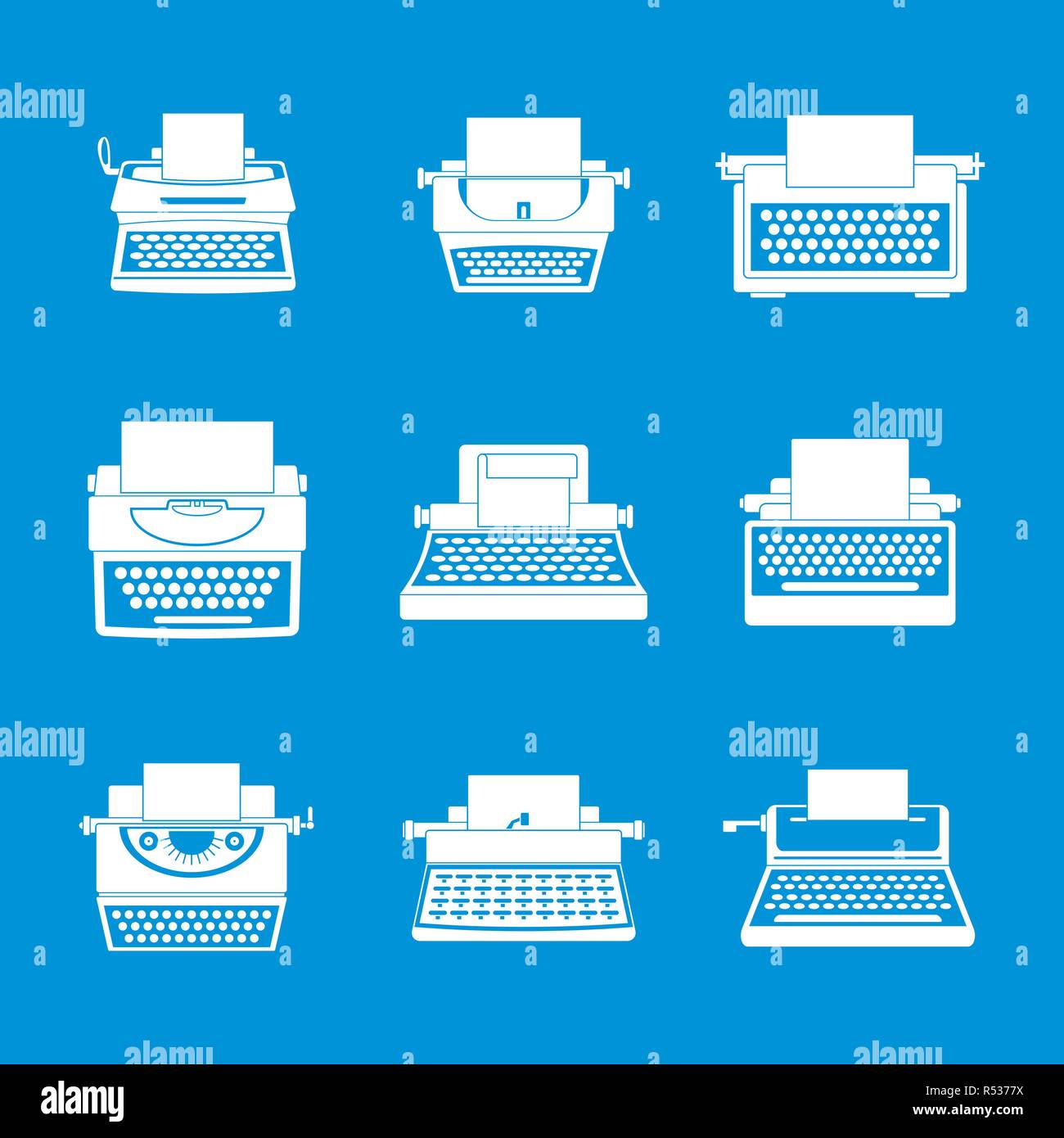 Typewriter machine keys old keyboard icons set. Simple illustration of ...
