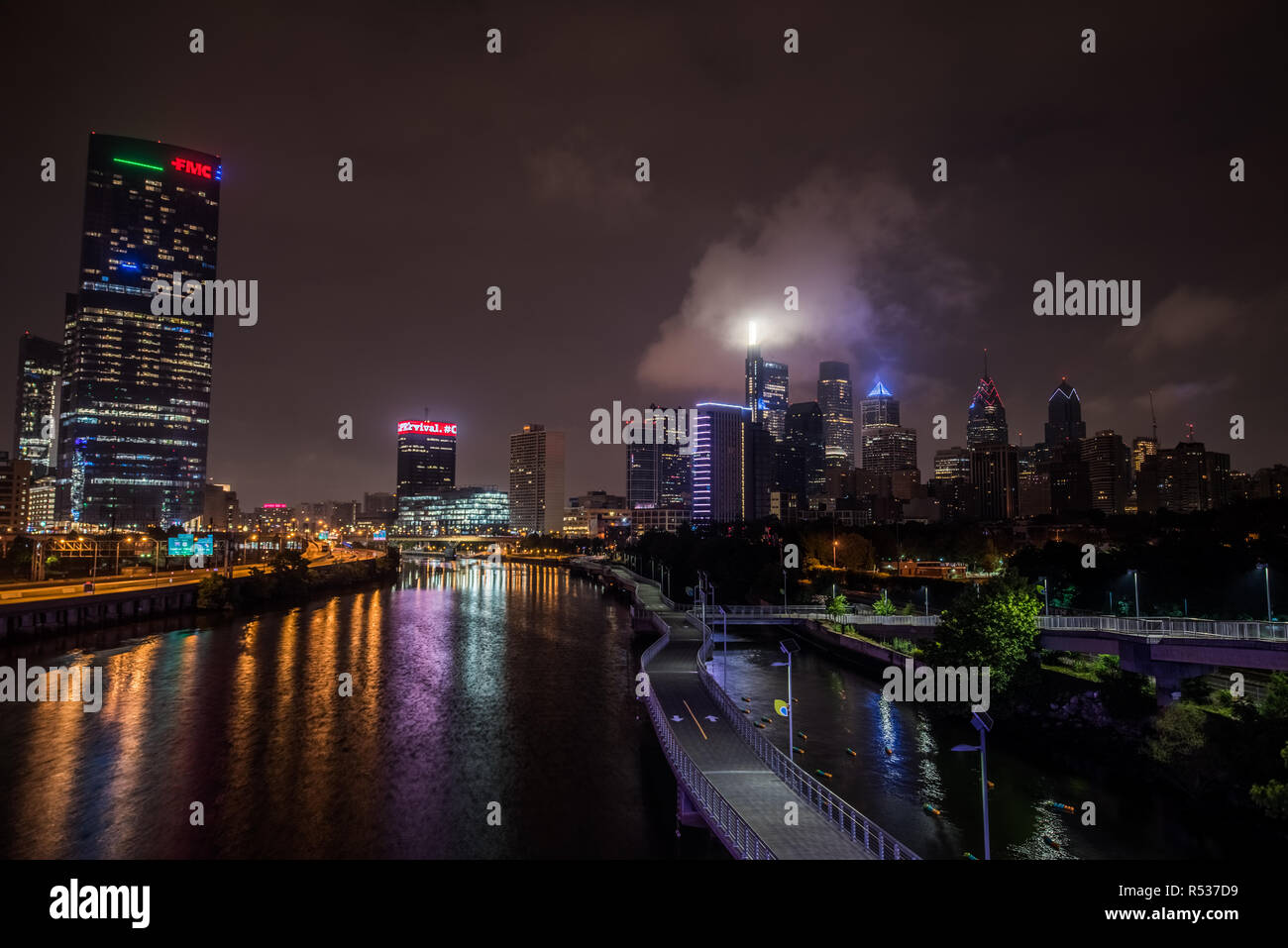Philadelphia Skyline at Night Stock Photo - Alamy