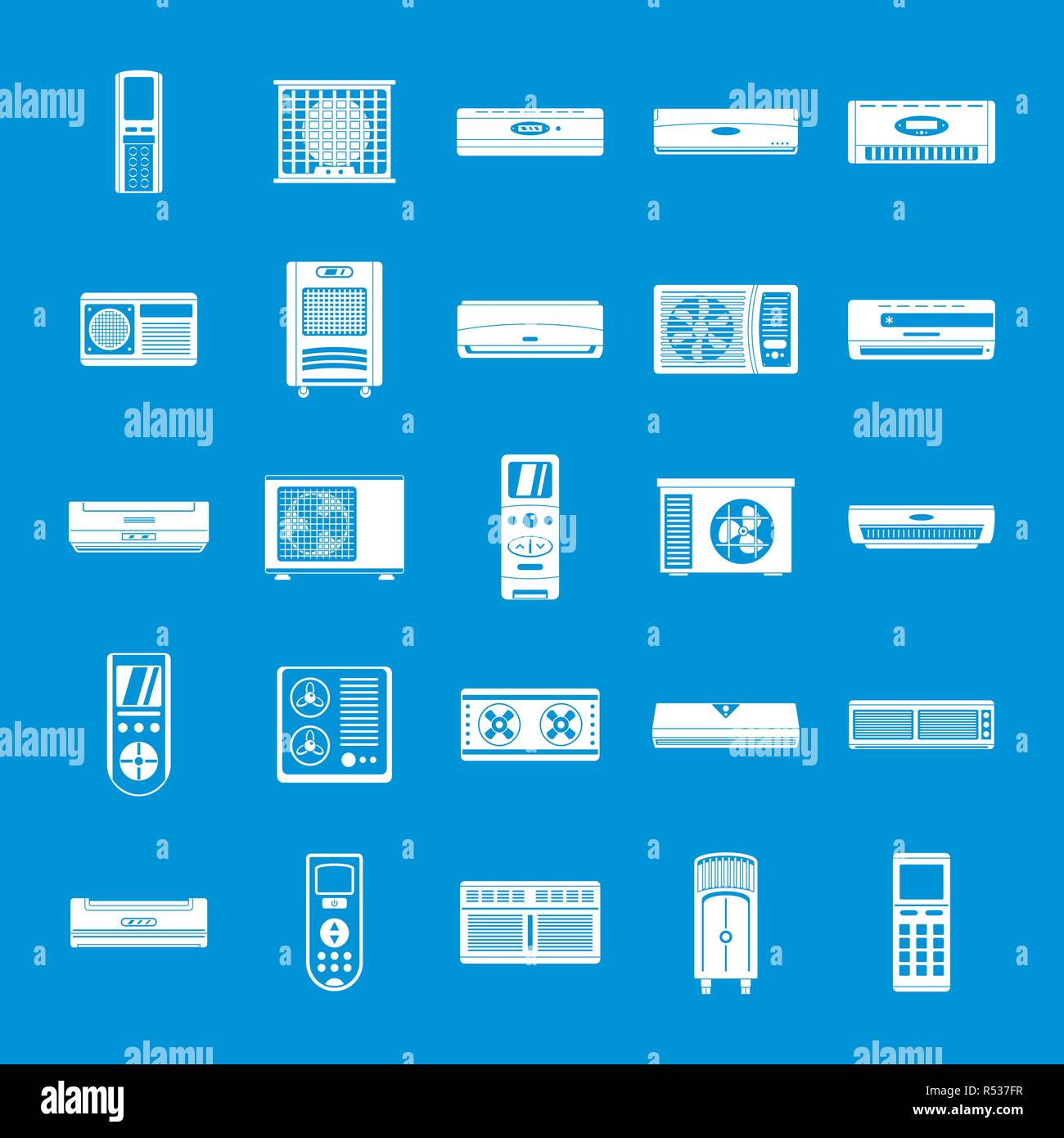 Conditioner air filter vent remote icons set. Simple illustration of 25 ...