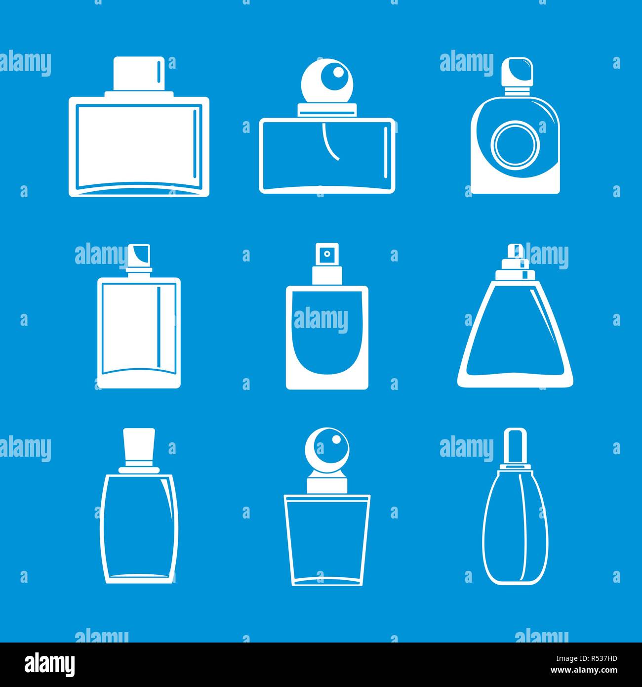 Fragrance bottles aroma flavor perfume icons set. Simple illustration ...