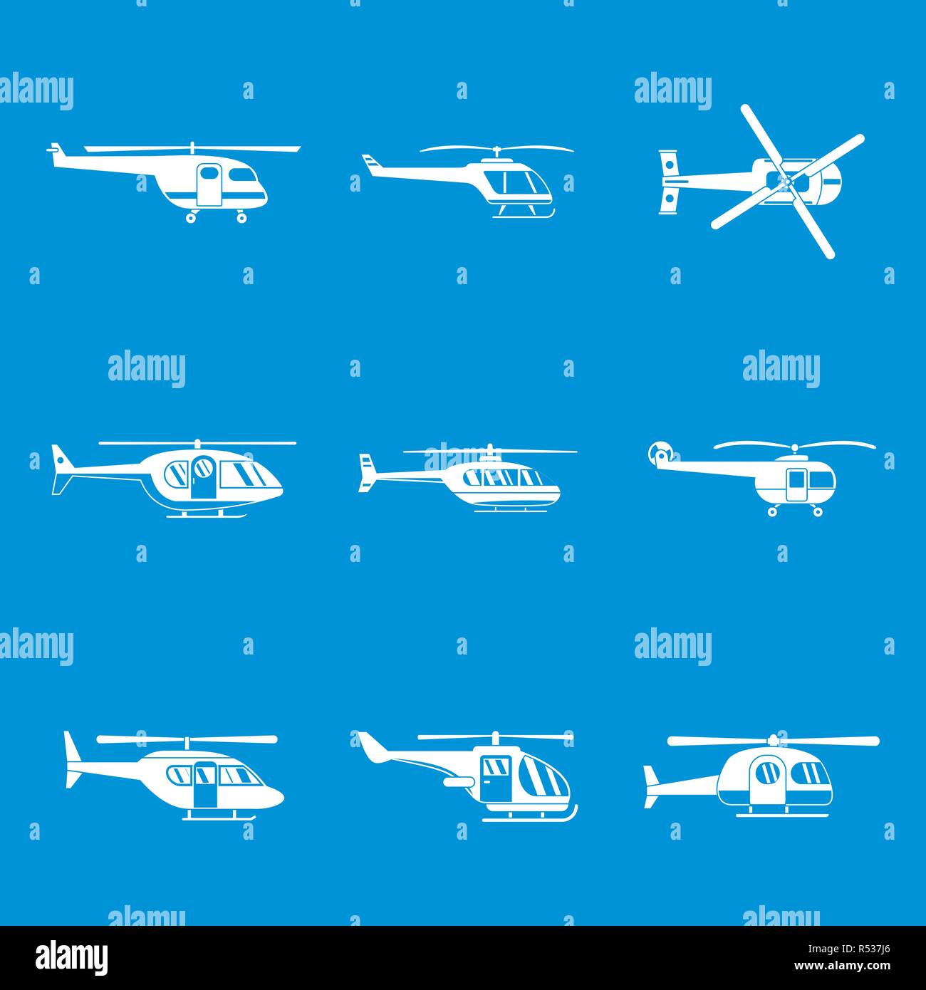 Helicopter military aircraft chopper icons set. Simple illustration of ...