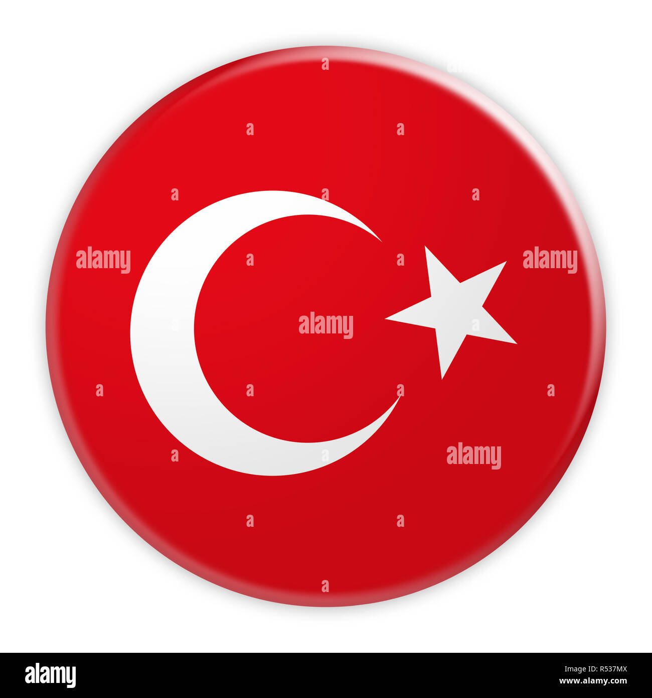 Turkey Flag Button, News Concept Badge, 3d illustration on white ...