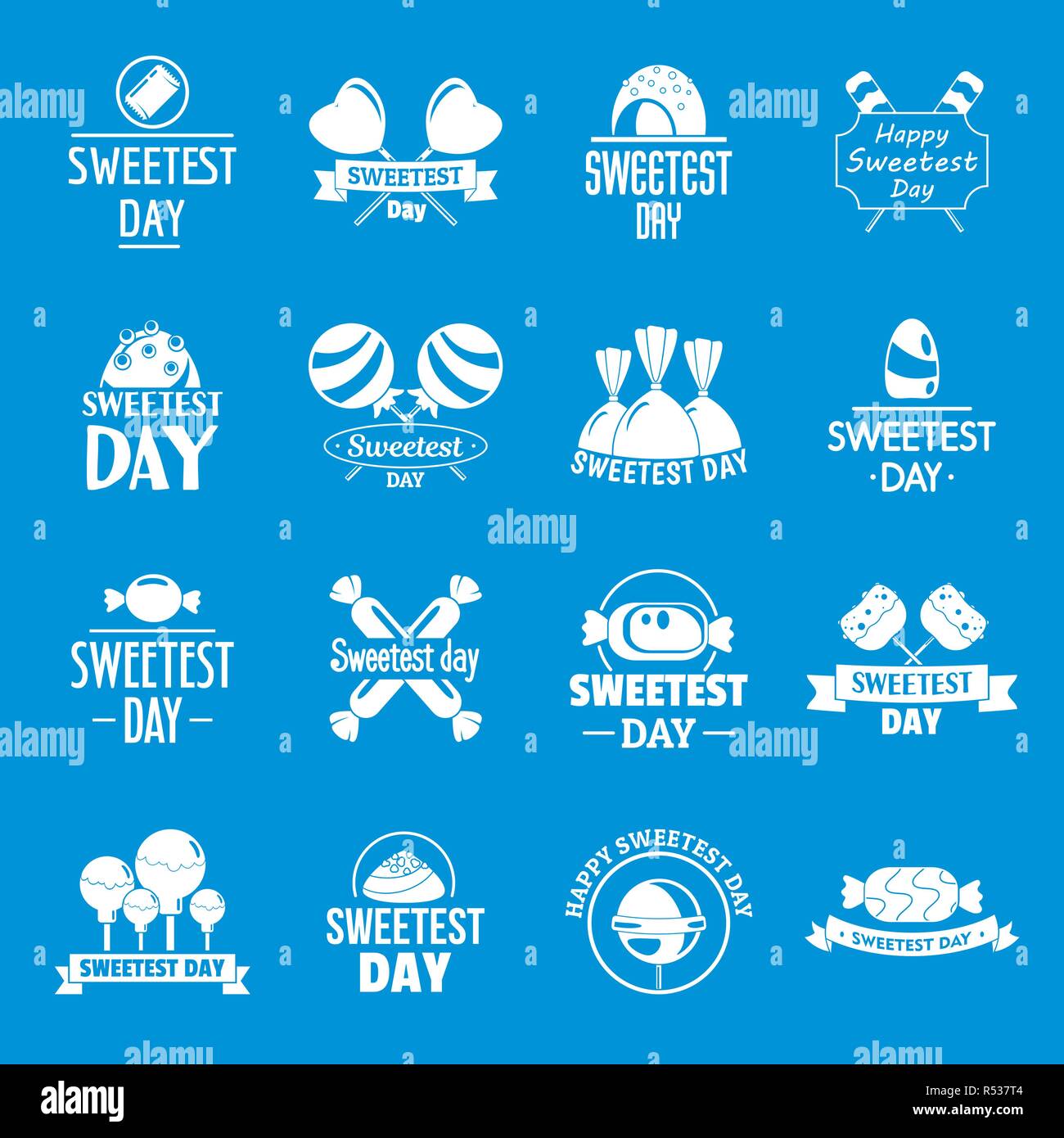 Tasty candy logo set. Simple set of tasty candy vector logos for web ...