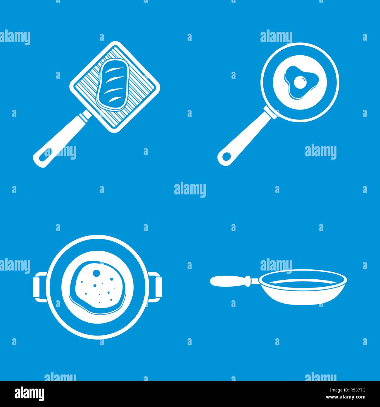 Kitchen griddle icon set. Simple set of kitchen griddle vector icons ...