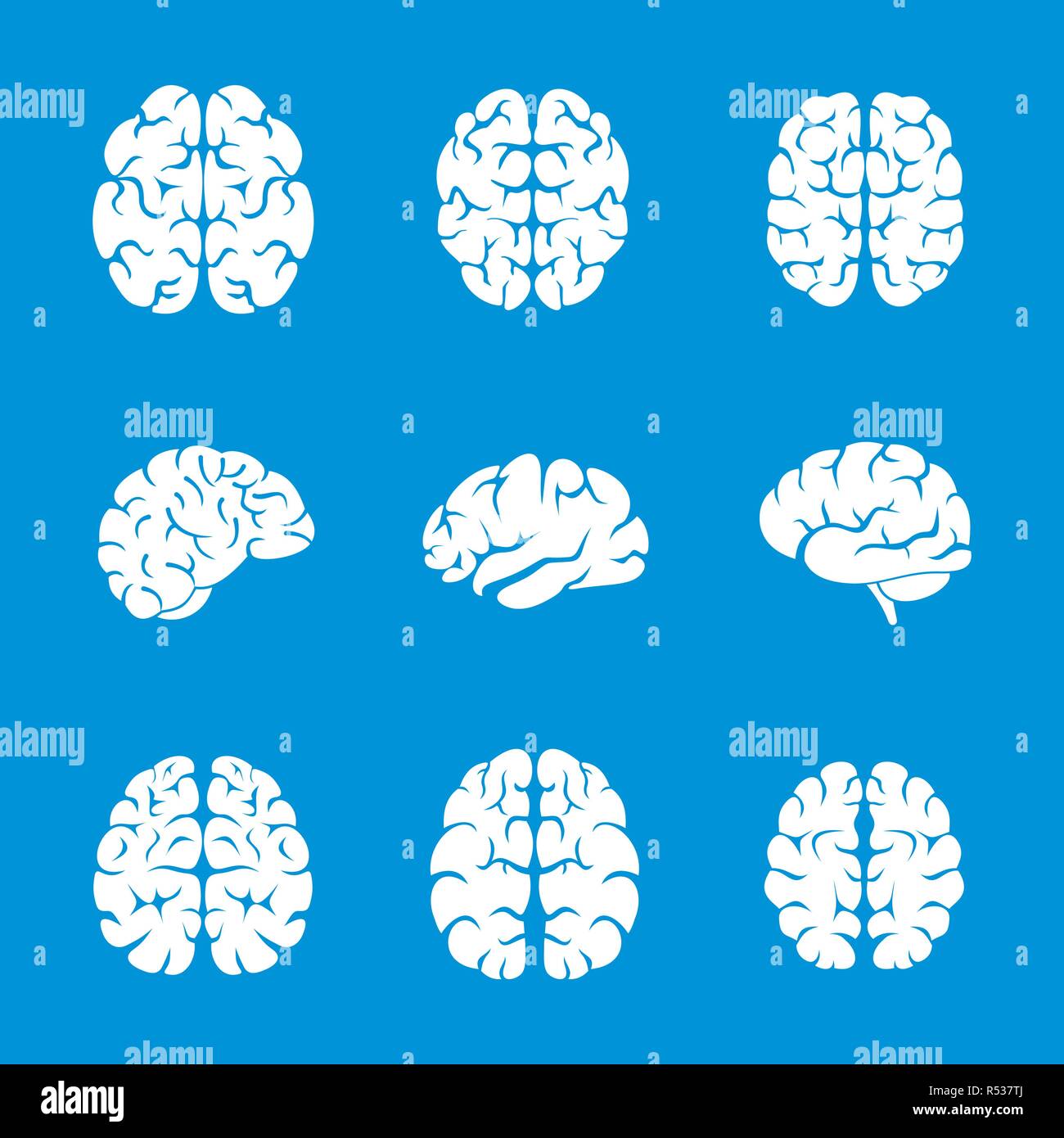Brain thinking icon set. Simple set of brain thinking vector icons for ...
