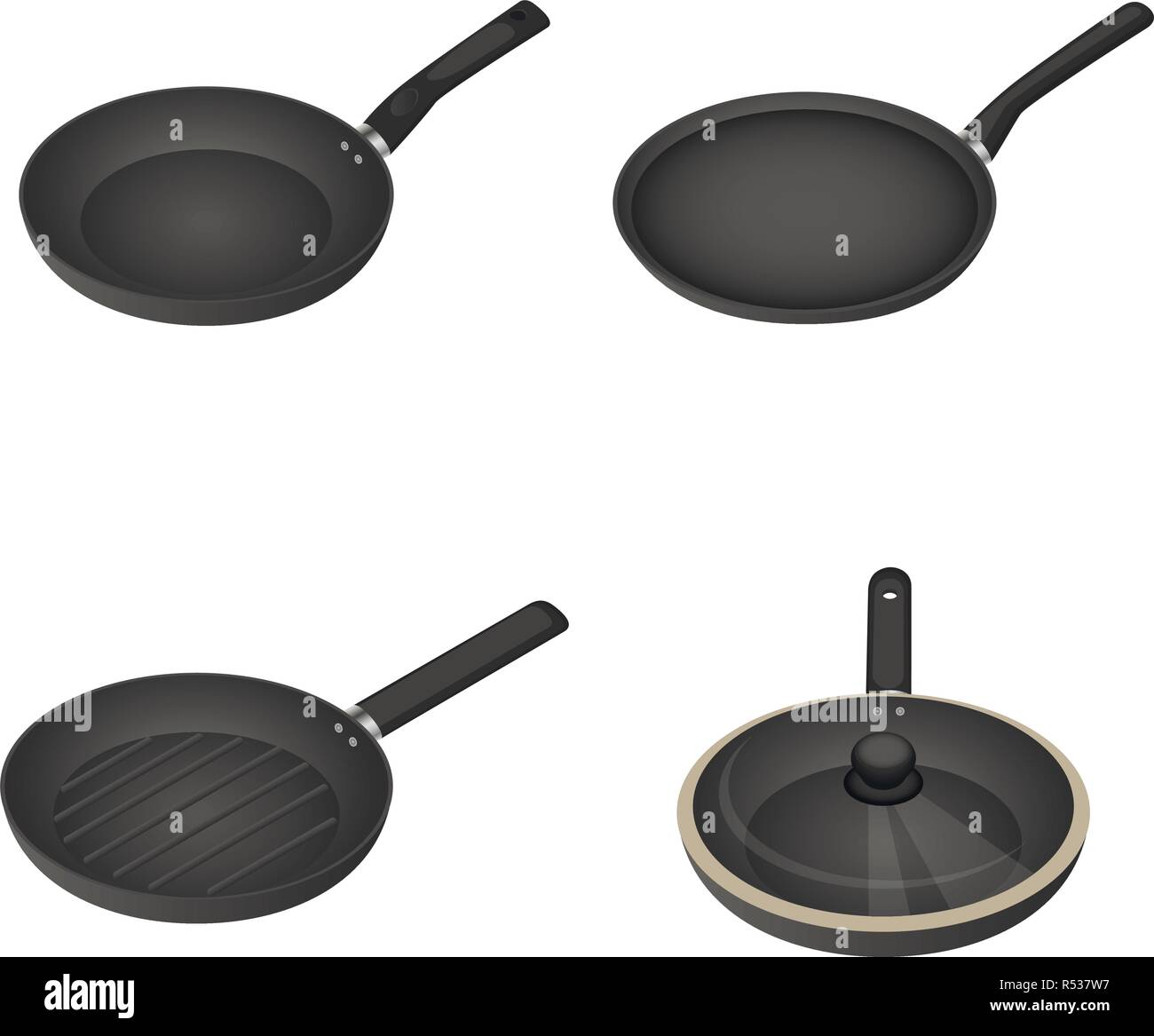 Griddle icon set. Isometric set of griddle vector icons for web design ...