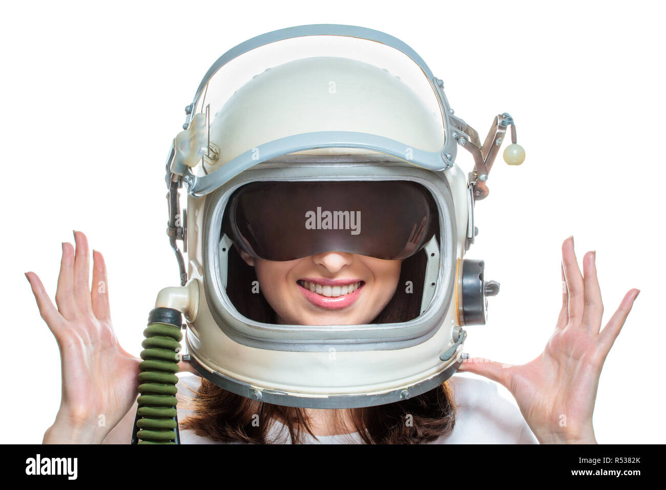 Women Wearing Astronaut Helmet