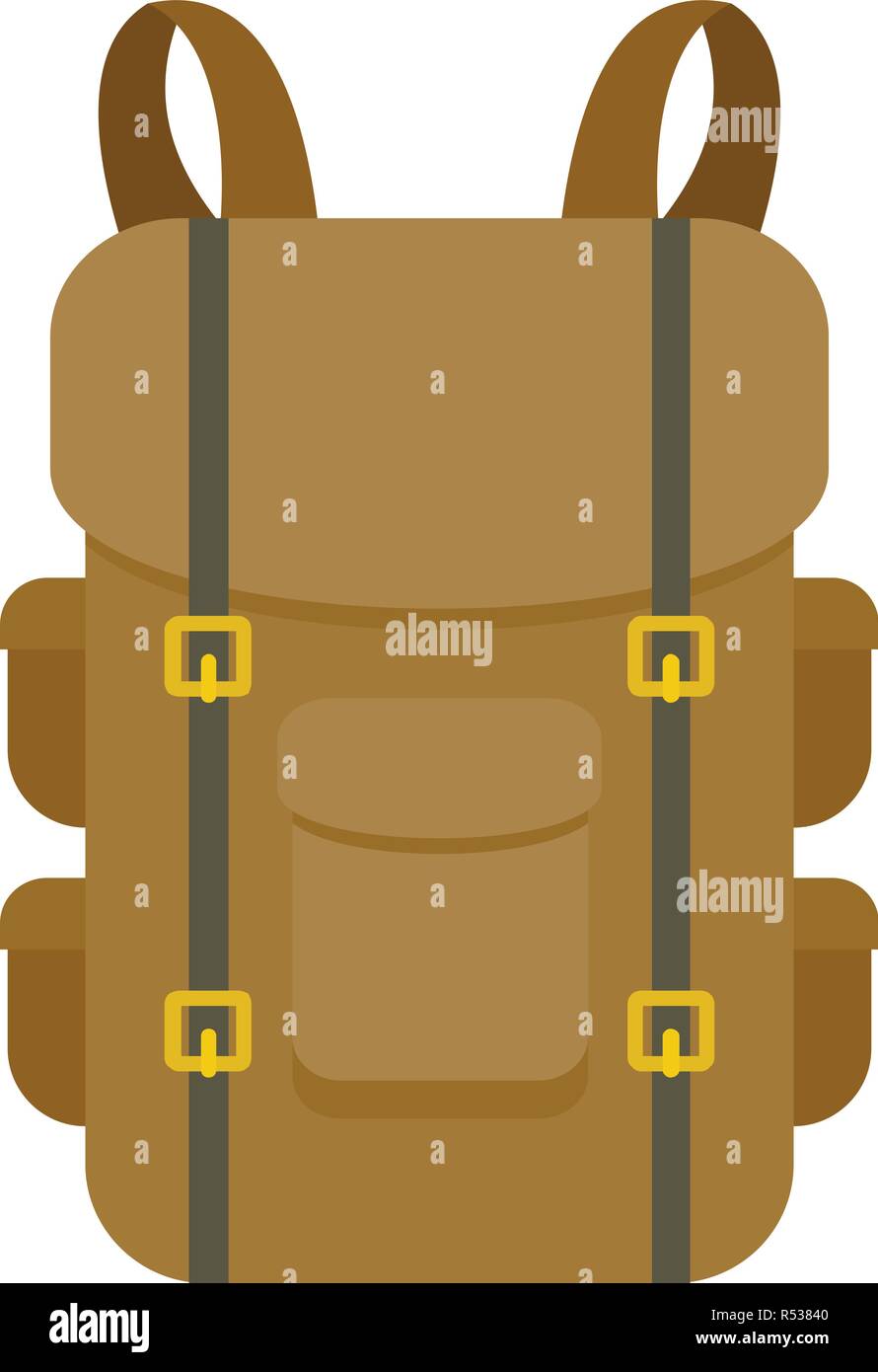 Military backpack icon. Flat illustration of military backpack vector ...