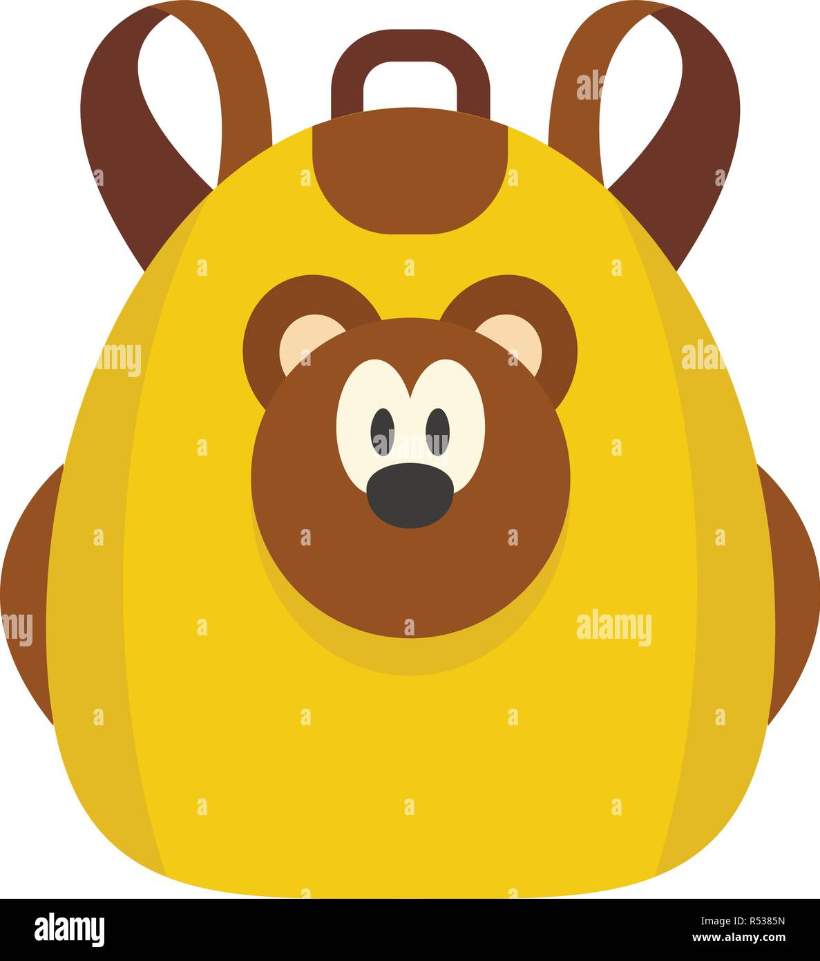 Cute bear backpack icon. Flat illustration of cute bear backpack vector ...