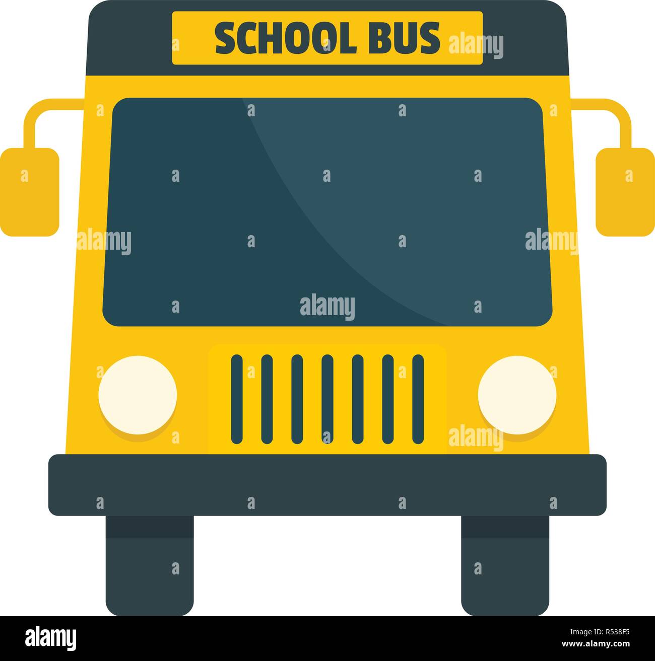 Yellow school mini bus icon. Flat illustration of yellow school mini ...