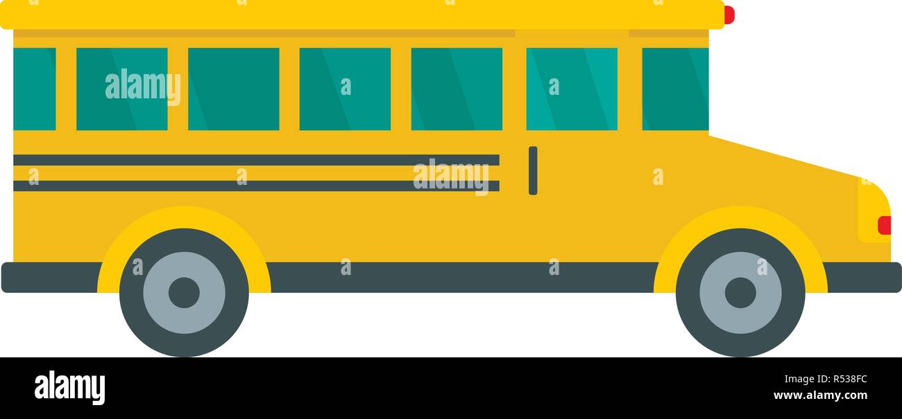 Side view of school bus icon. Flat illustration of side view of school ...