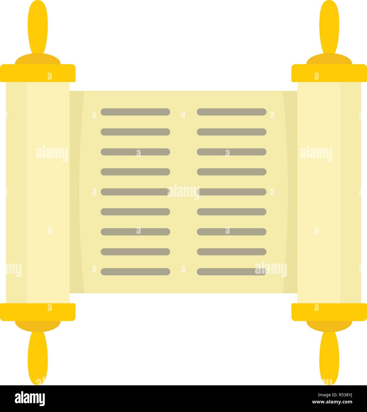 Old book rolled papyrus icon. Flat illustration of old book rolled ...