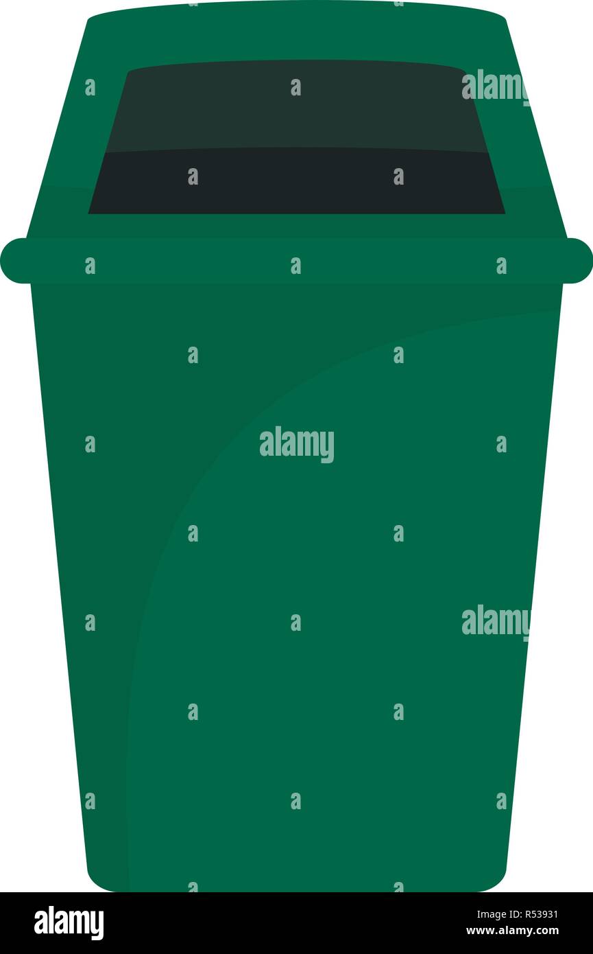 Green park garbage can icon. Flat illustration of green park garbage ...