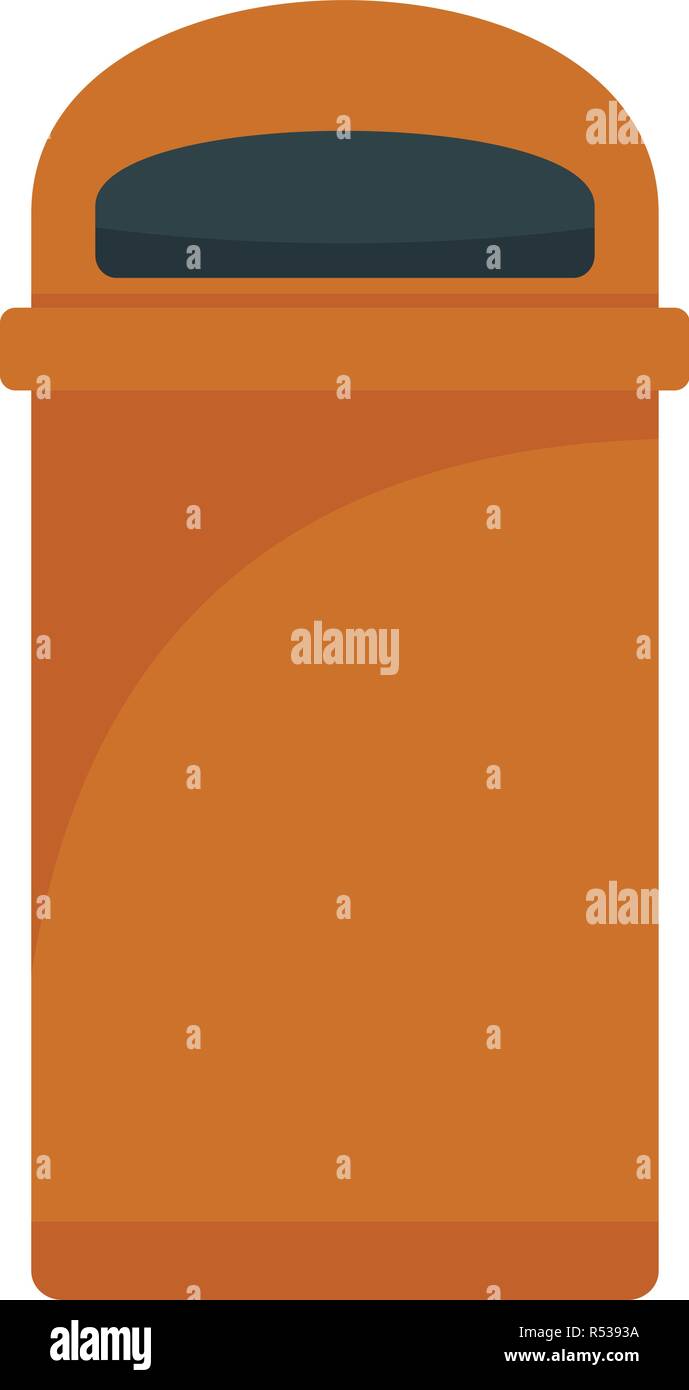 Orange trash box icon. Flat illustration of orange trash box vector ...