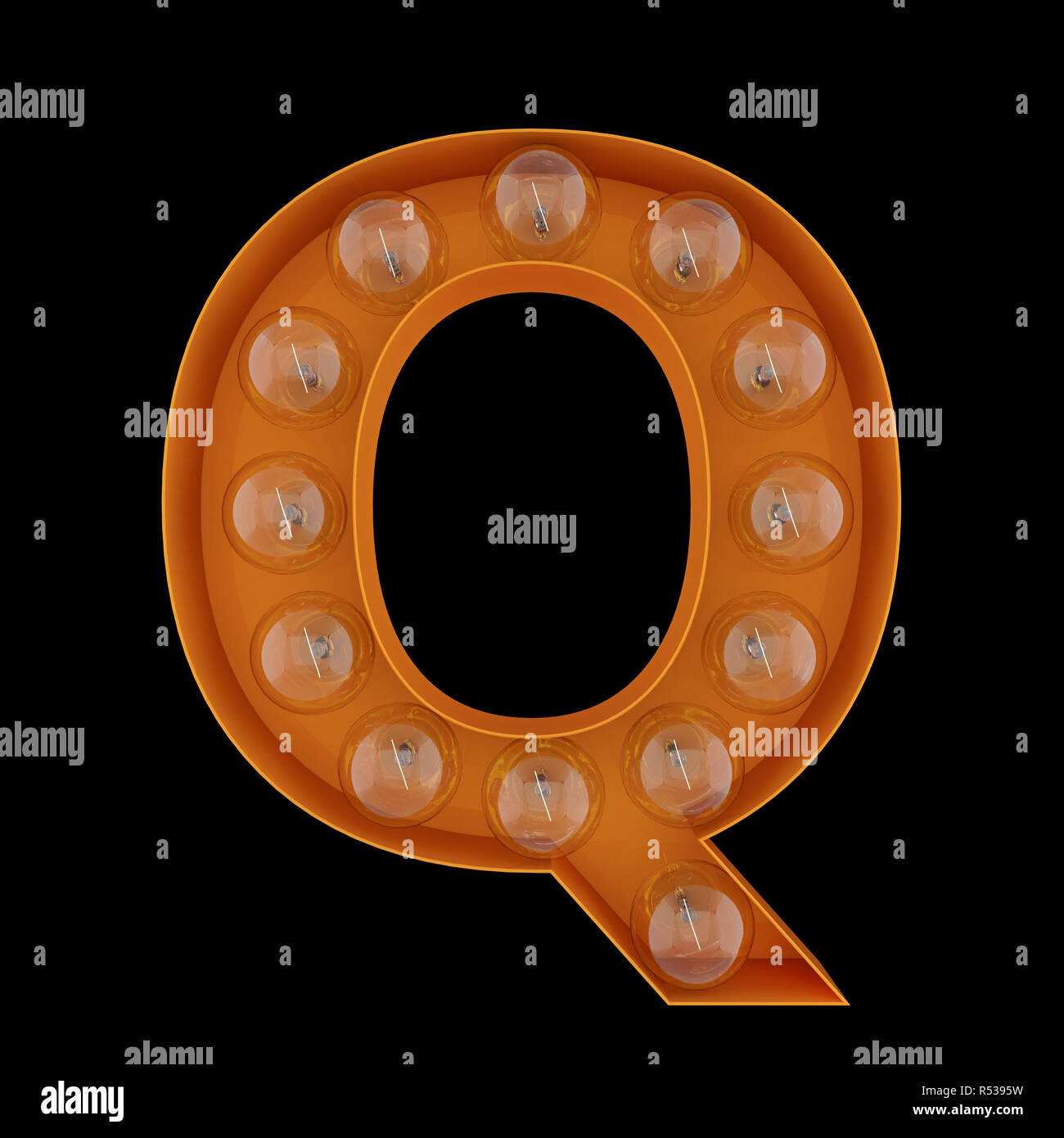 3D Illustration. The capital letter Q with light bulbs Stock Photo - Alamy